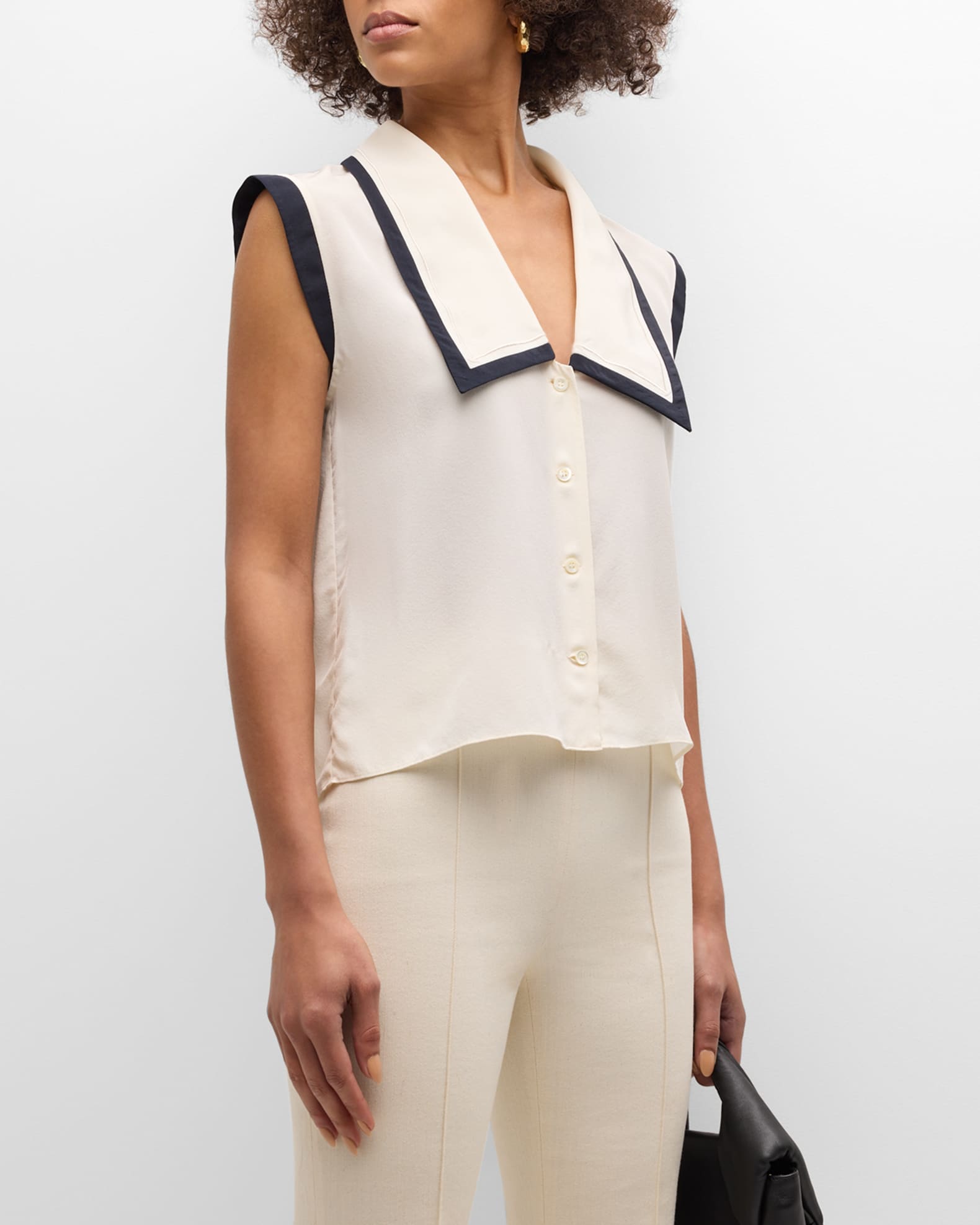 FRAME Sleeveless Sailor Blouse | Neiman Marcus
