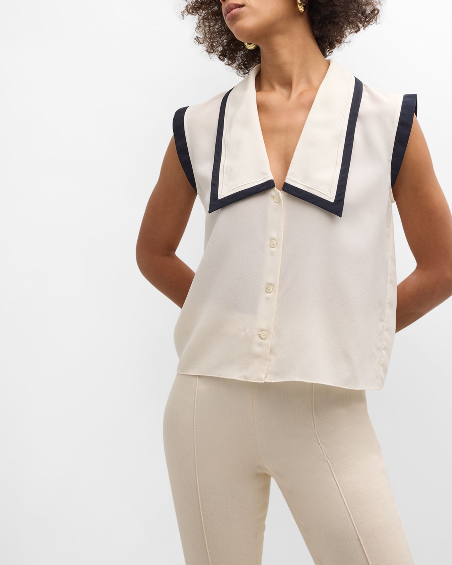 FRAME Sleeveless Sailor Blouse | Neiman Marcus
