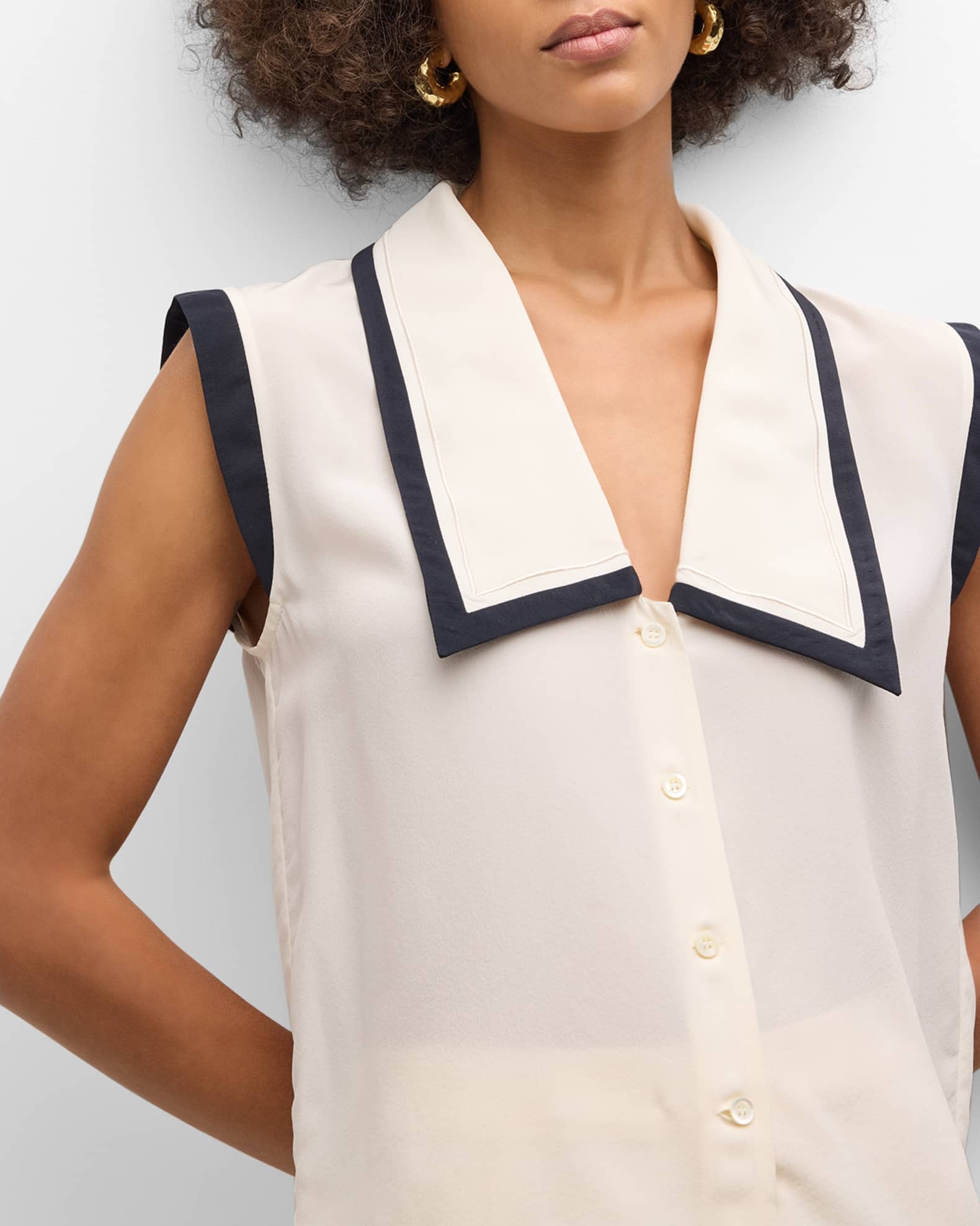 FRAME Sleeveless Sailor Blouse | Neiman Marcus