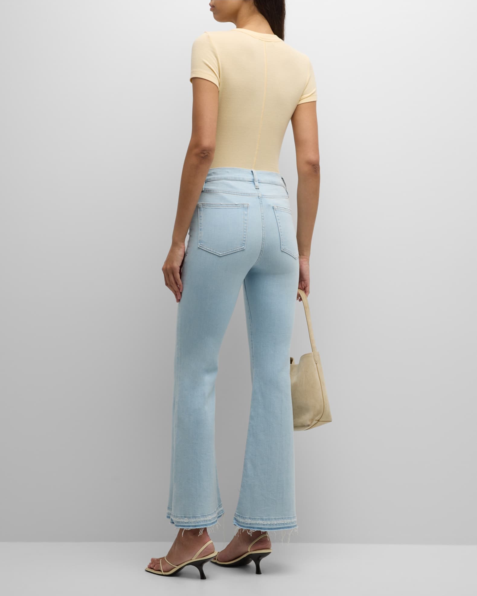 FRAME Le Easy Flare Released Fray Side Slit Jeans | Neiman Marcus
