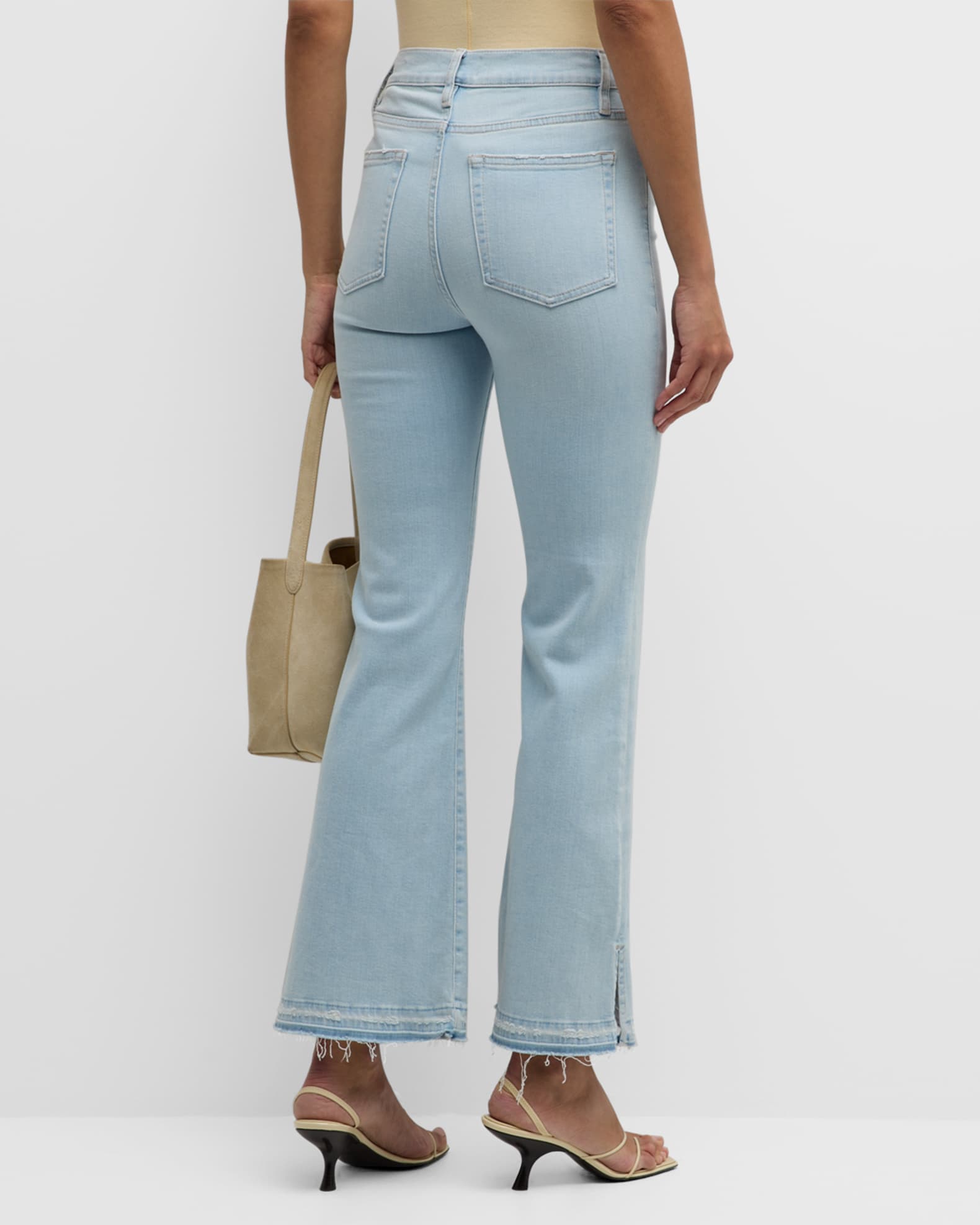 FRAME Le Easy Flare Released Fray Side Slit Jeans | Neiman Marcus