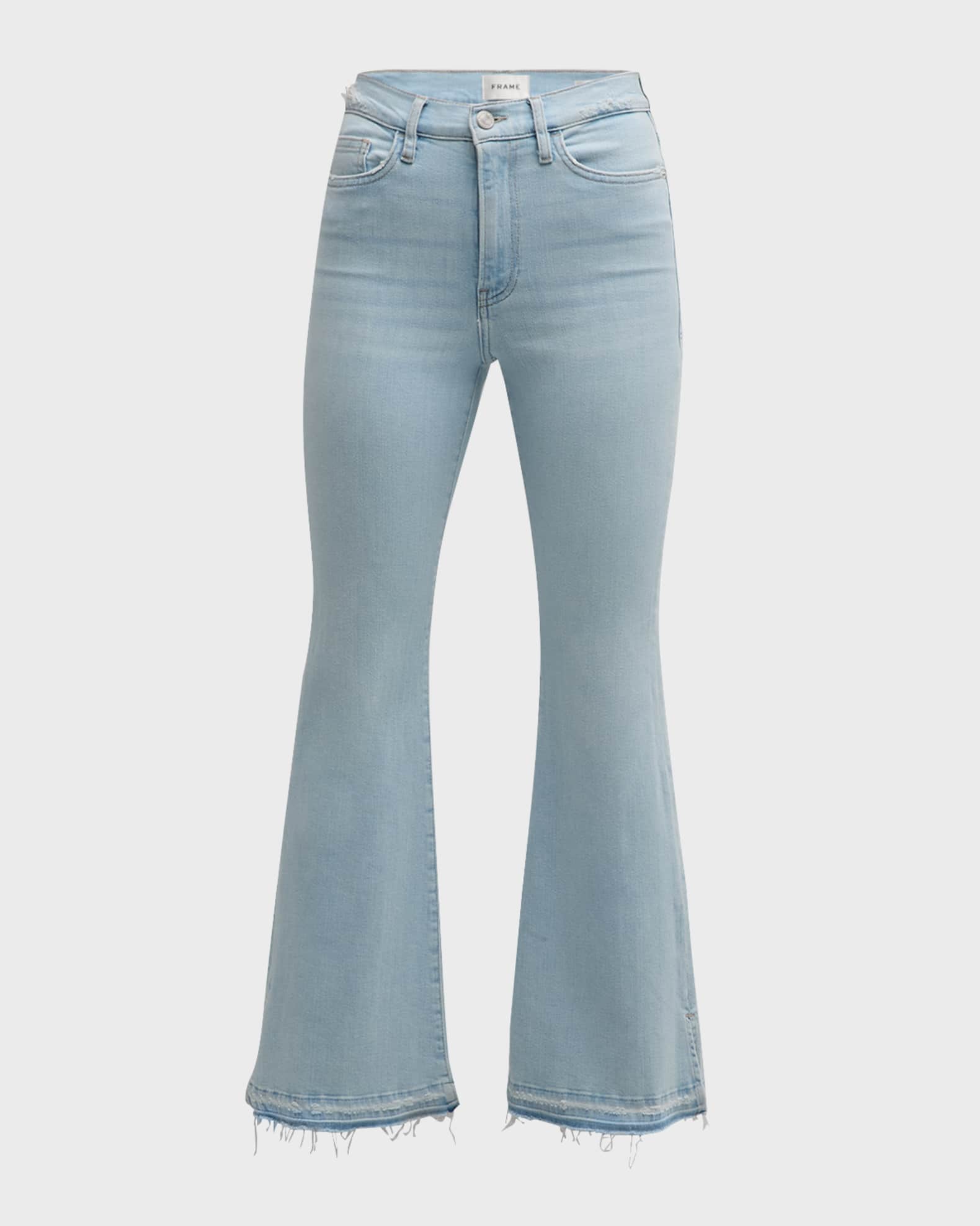 FRAME Le Easy Flare Released Fray Side Slit Jeans | Neiman Marcus