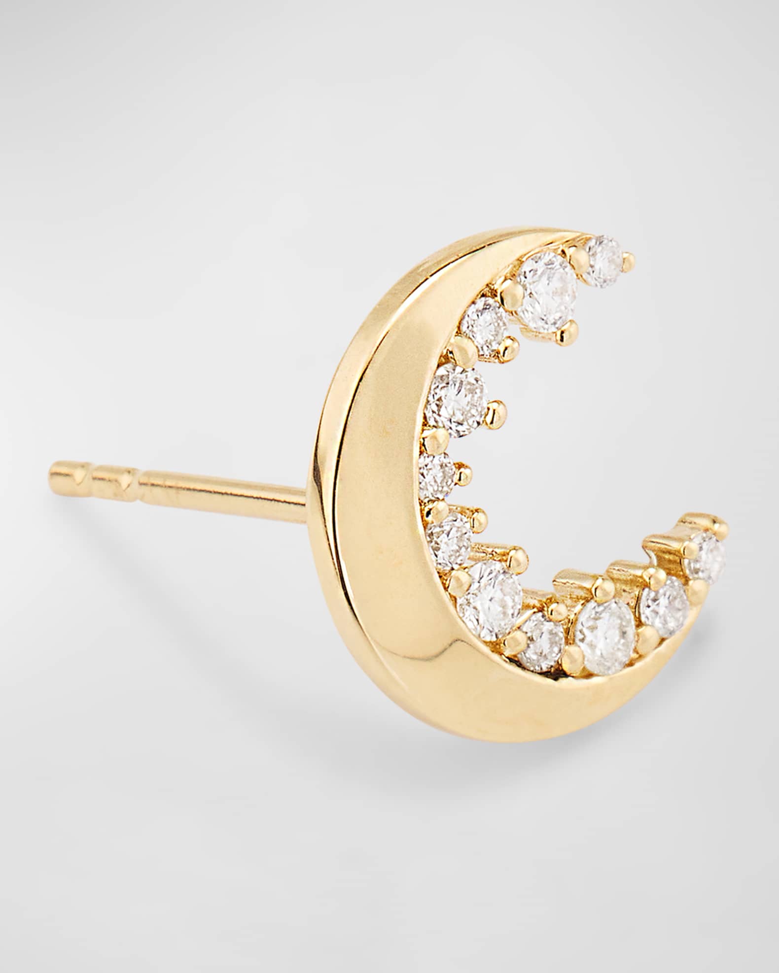 Sydney Evan 14k Gold Cocktail Crescent Moon Stud | Neiman Marcus