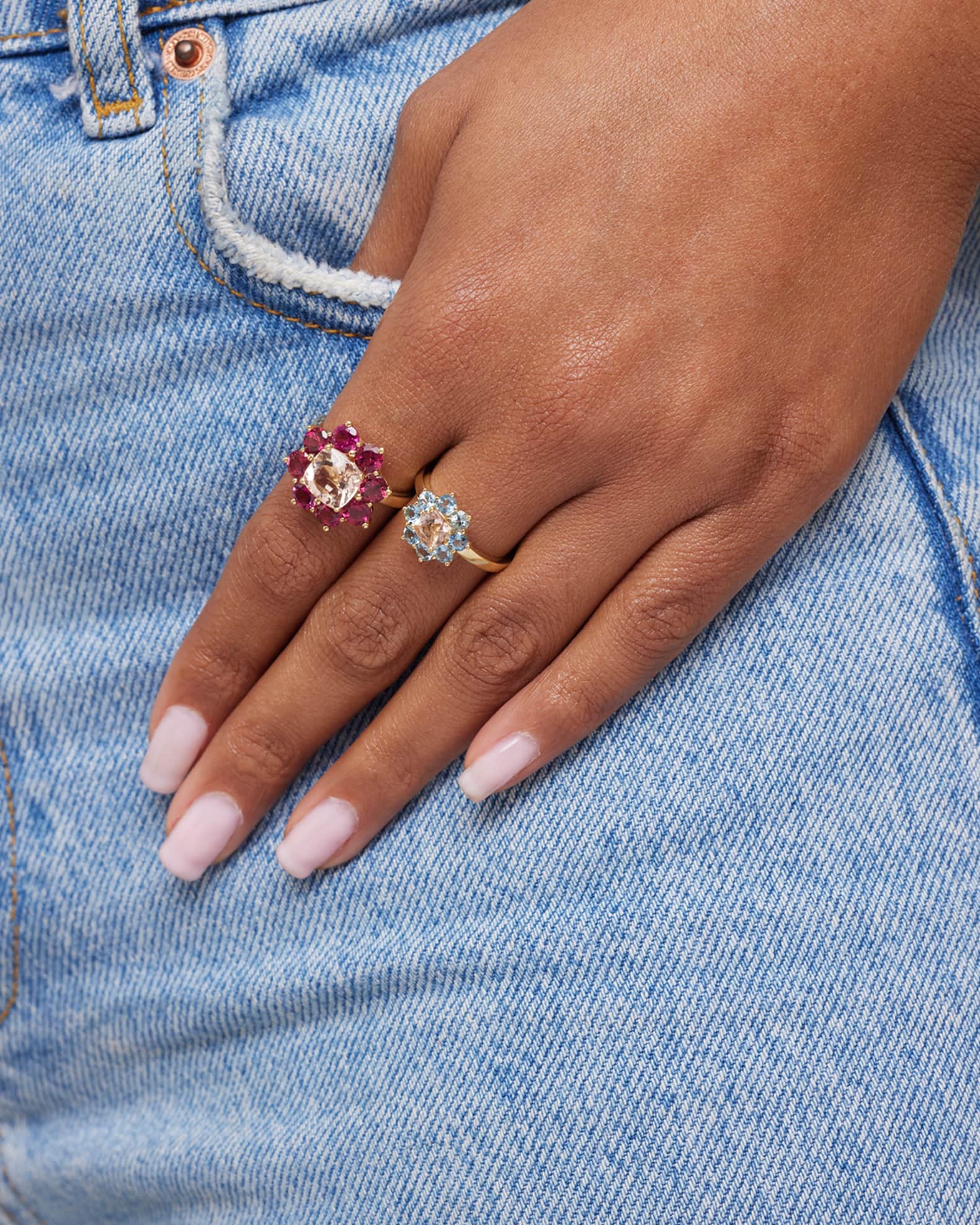 Jennifer Meyer 18k Yellow Gold Aquamarine and Morganite Ring | Neiman ...