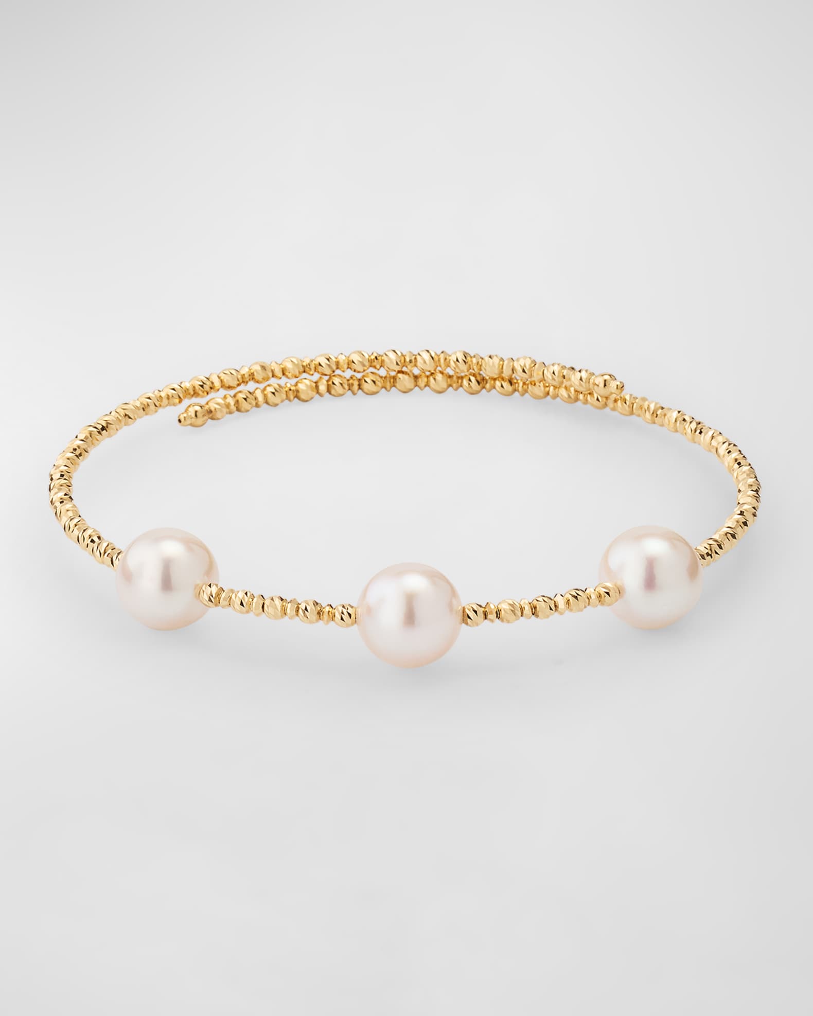 Pearls By Shari 18K Yellow Gold Akoya Pearl Bangle | Neiman Marcus