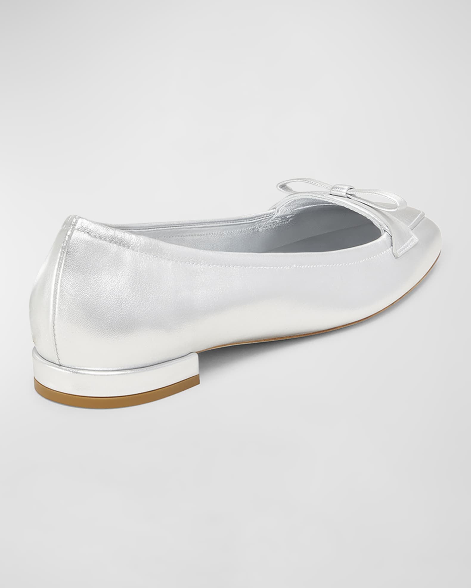 Stuart Weitzman Tully Metallic Bow Ballerina Loafers | Neiman Marcus