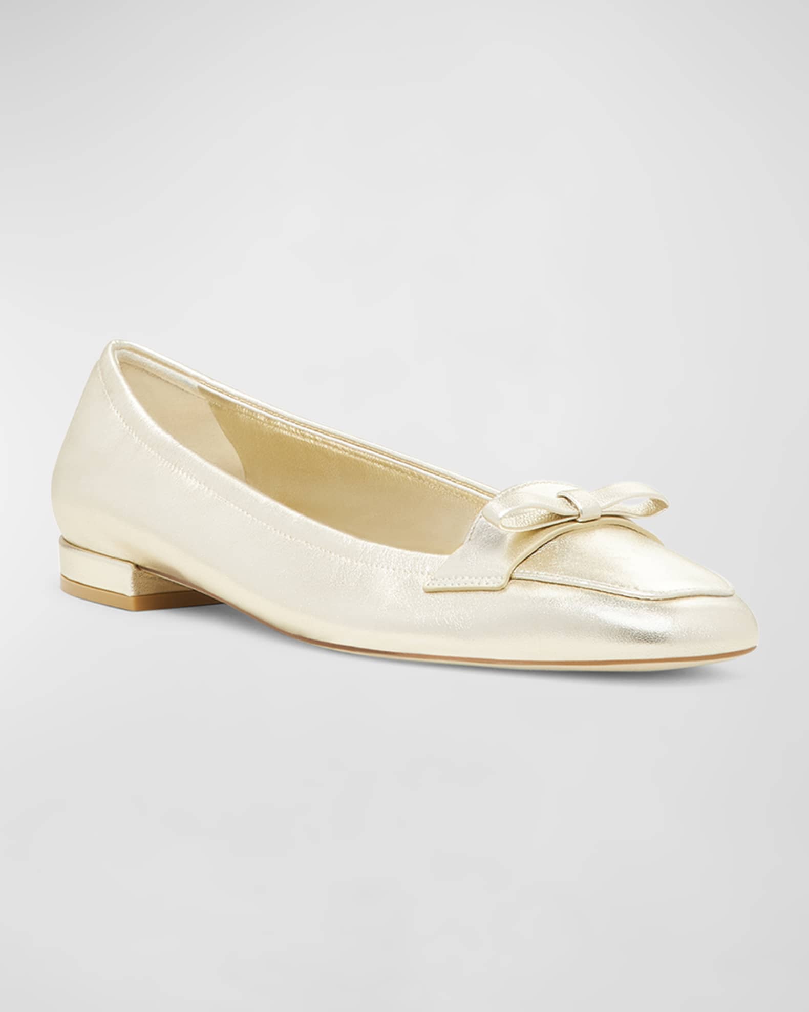 Tully Metallic Bow Ballerina Loafers | Neiman Marcus