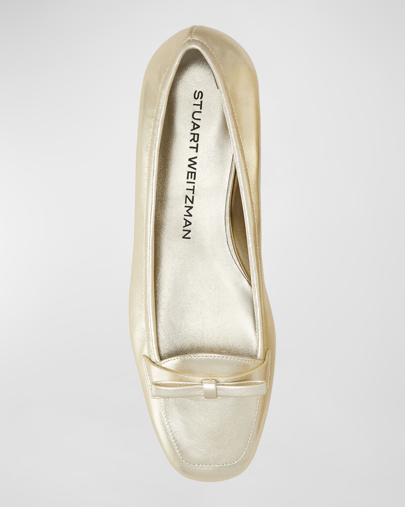 Stuart Weitzman Tully Metallic Bow Ballerina Loafers | Neiman Marcus
