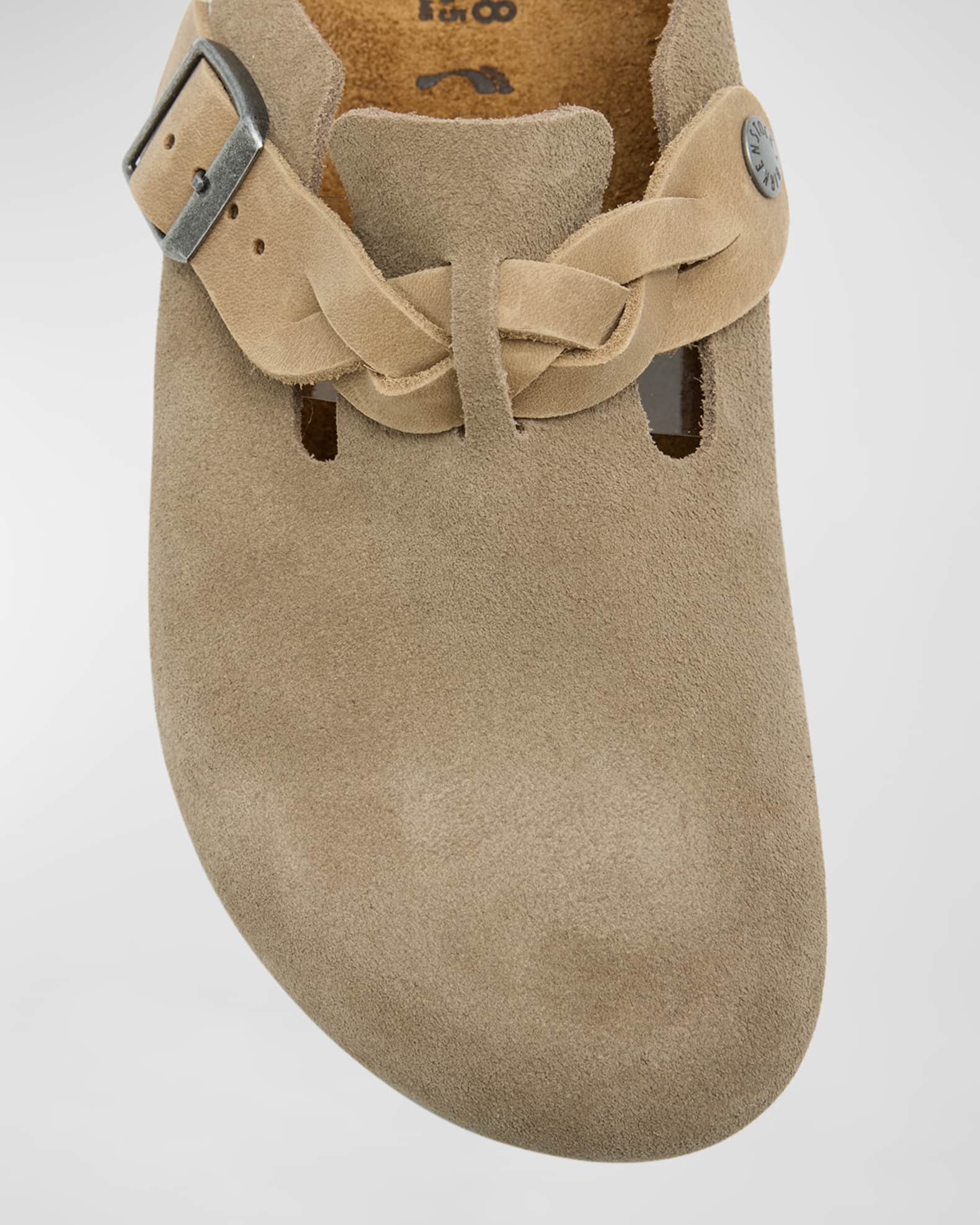BIRKENSTOCK Boston Suede Braid Buckle Clogs | Neiman Marcus