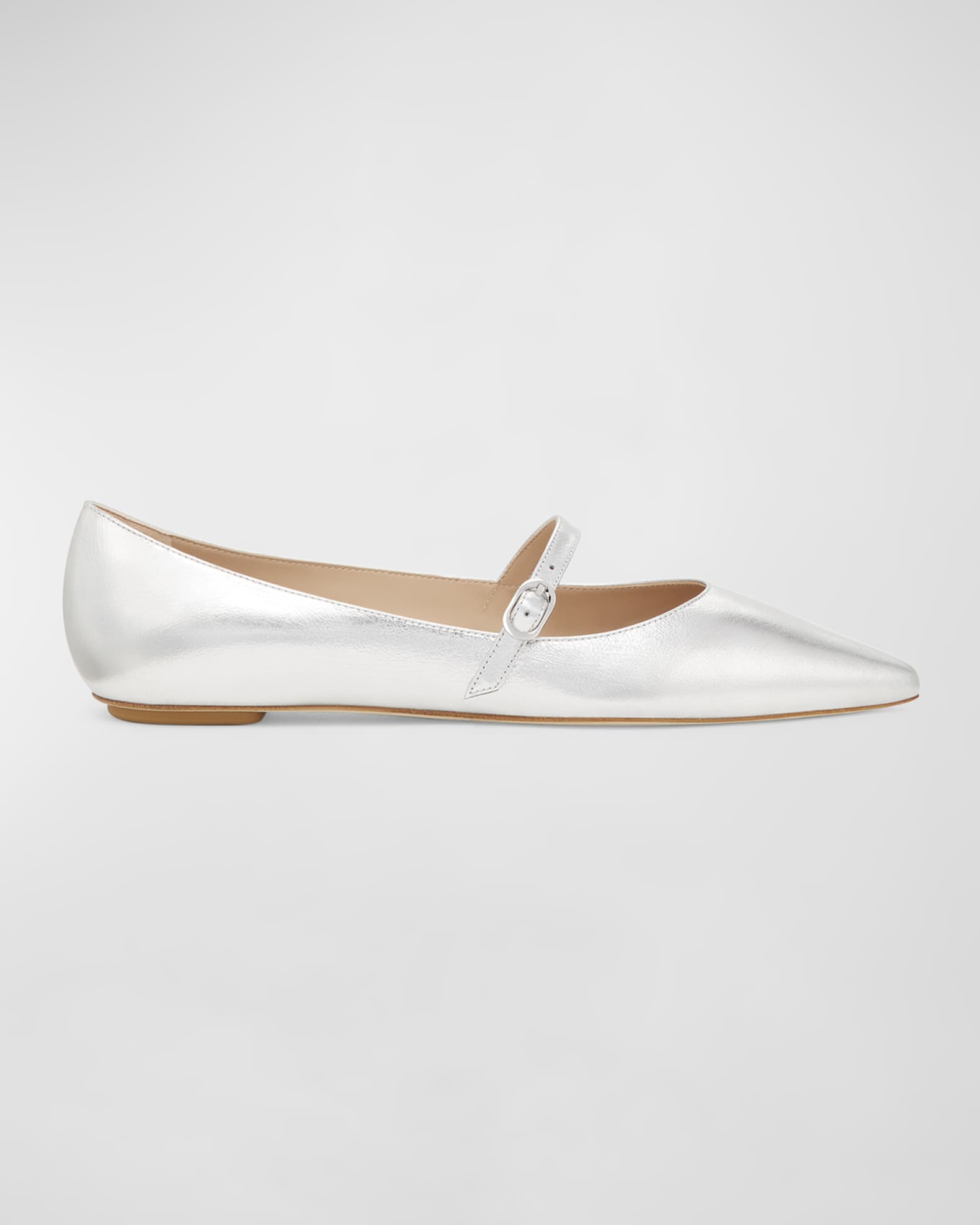Stuart Weitzman Emilia Metallic Mary Jane Ballerina Flats | Neiman Marcus