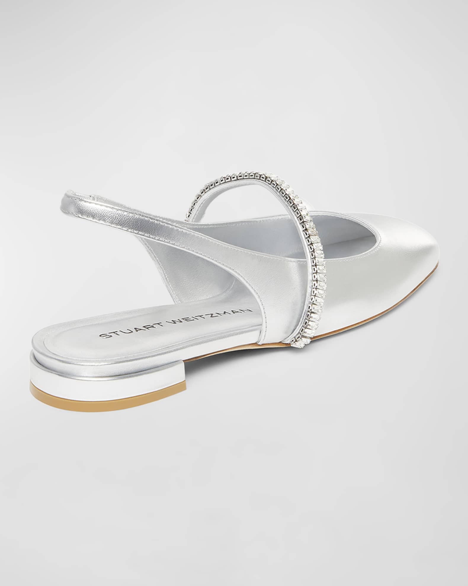 Stuart Weitzman Stefanie Metallic Slingback Ballerina Flats | Neiman Marcus