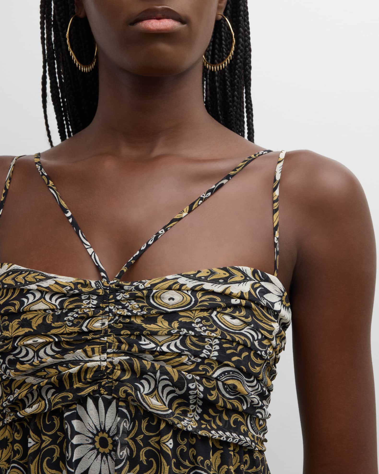 Kobi Halperin Arya Pleated Floral-Print Midi Dress | Neiman Marcus