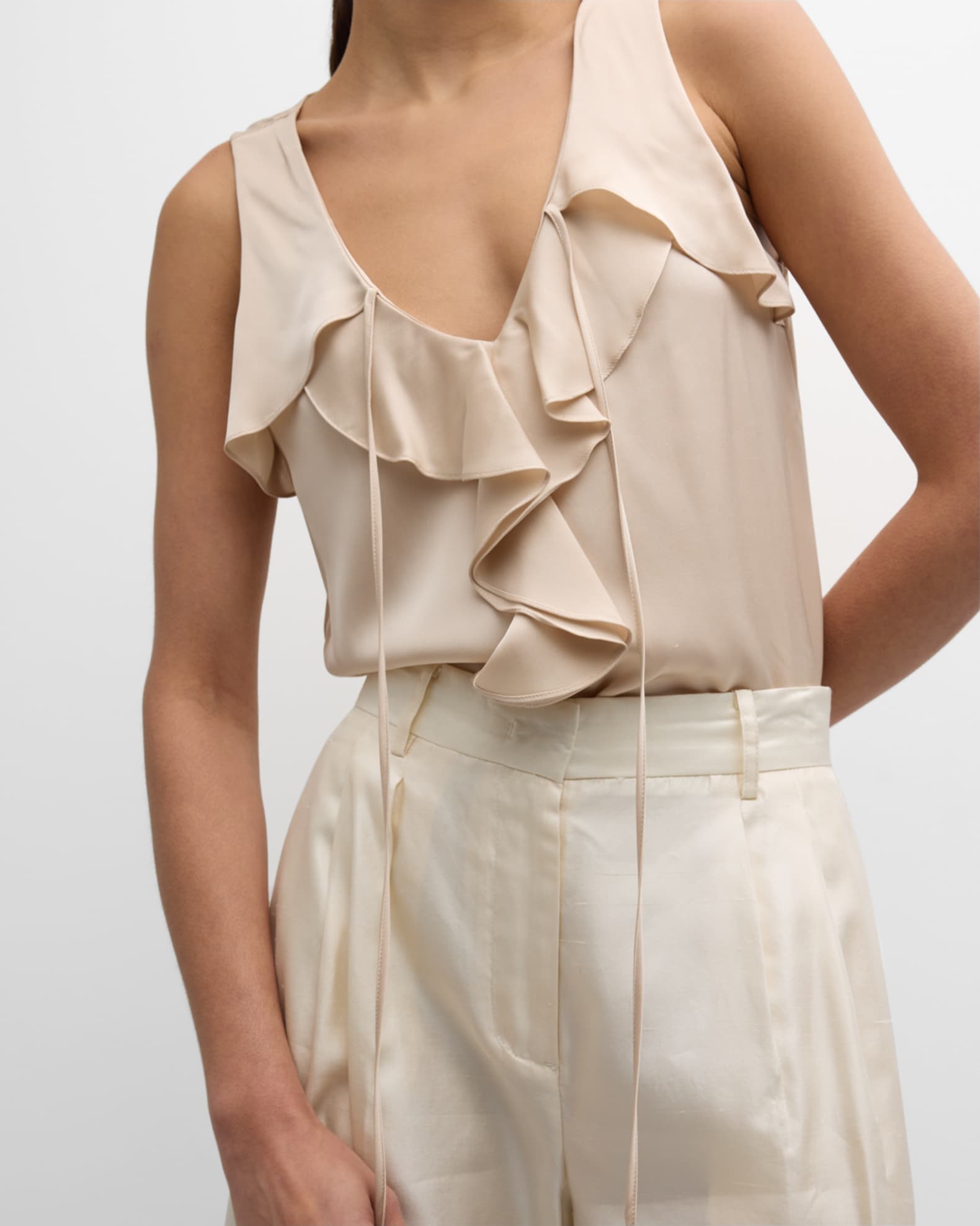 Kobi Halperin Demy Sleeveless Ruffle Blouse | Neiman Marcus