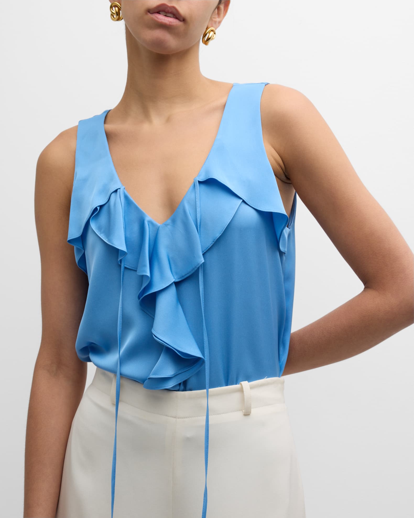 Kobi Halperin Demy Sleeveless Ruffle Blouse | Neiman Marcus