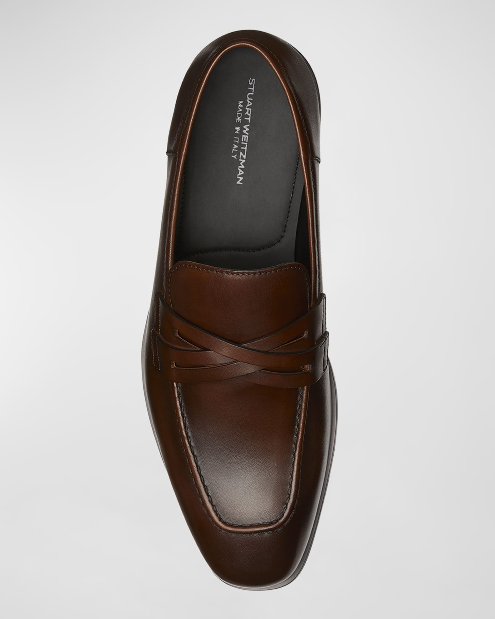 Stuart Weitzman Men's Simon Crisscross Leather Penny Loafers | Neiman ...