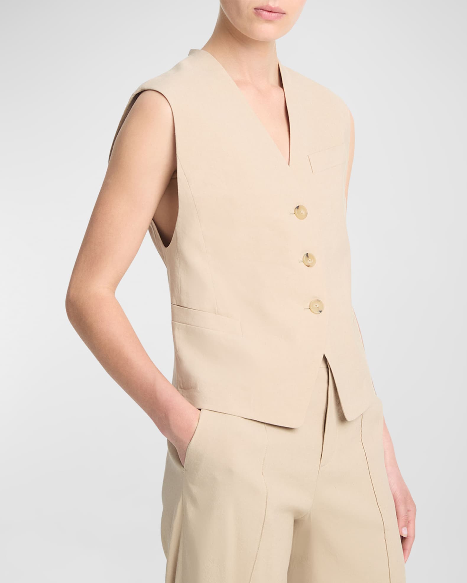 Vince Linen-Blend Suiting Vest | Neiman Marcus