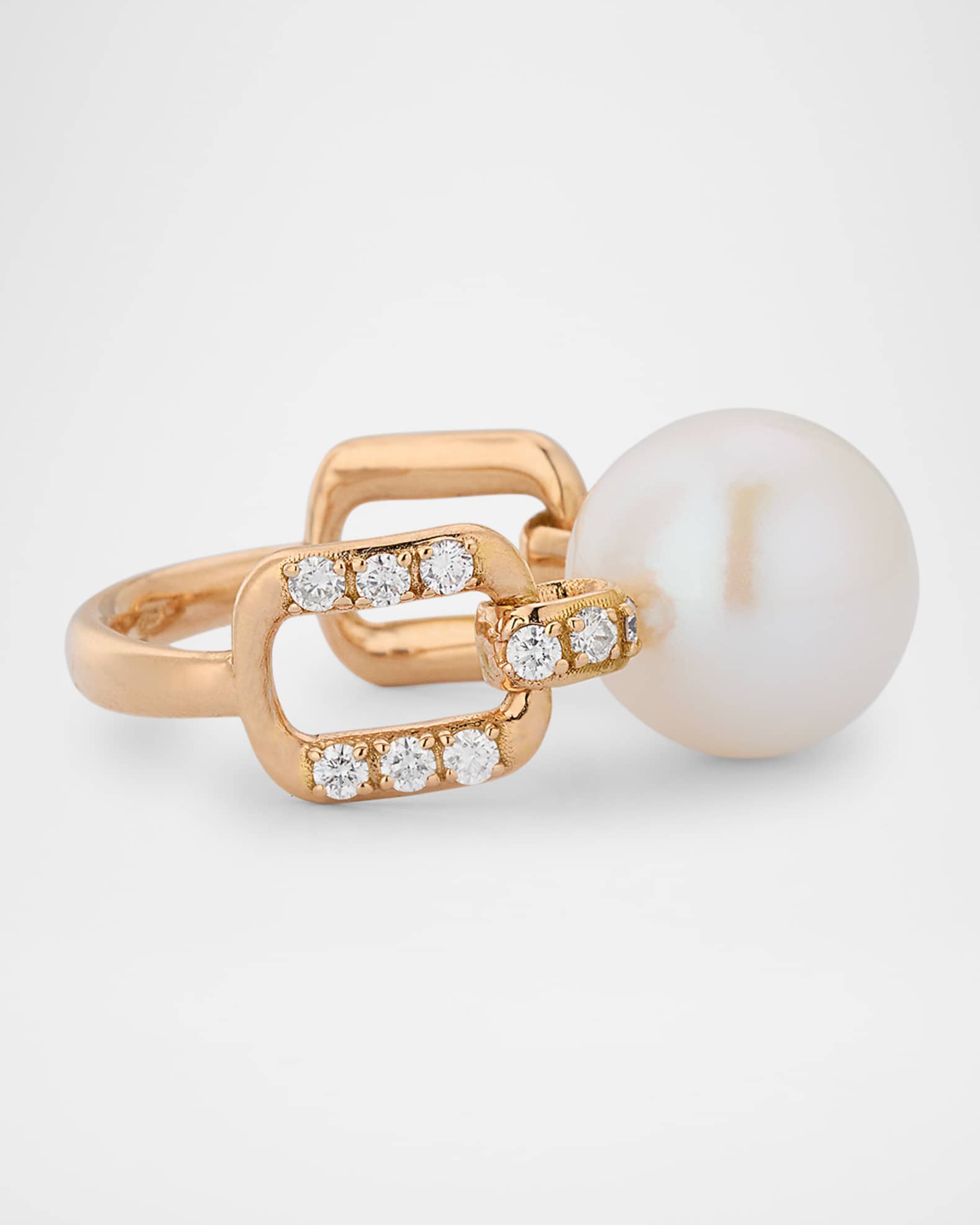 Utopia 18K Rose Gold Aurum Diamond and Freshwater Pearl Ring | Neiman ...