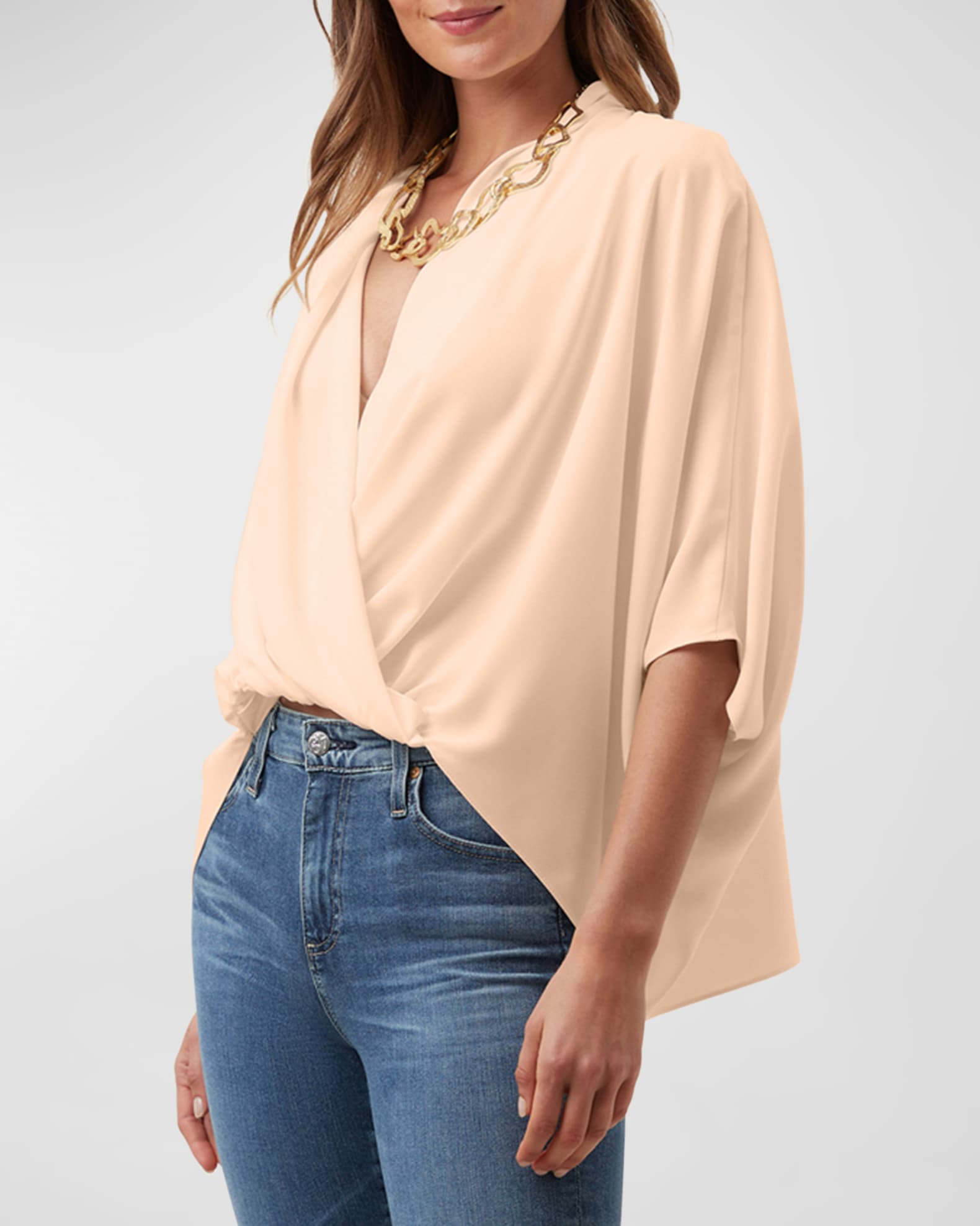 Trina Turk Concourse Draped High-Low Top | Neiman Marcus