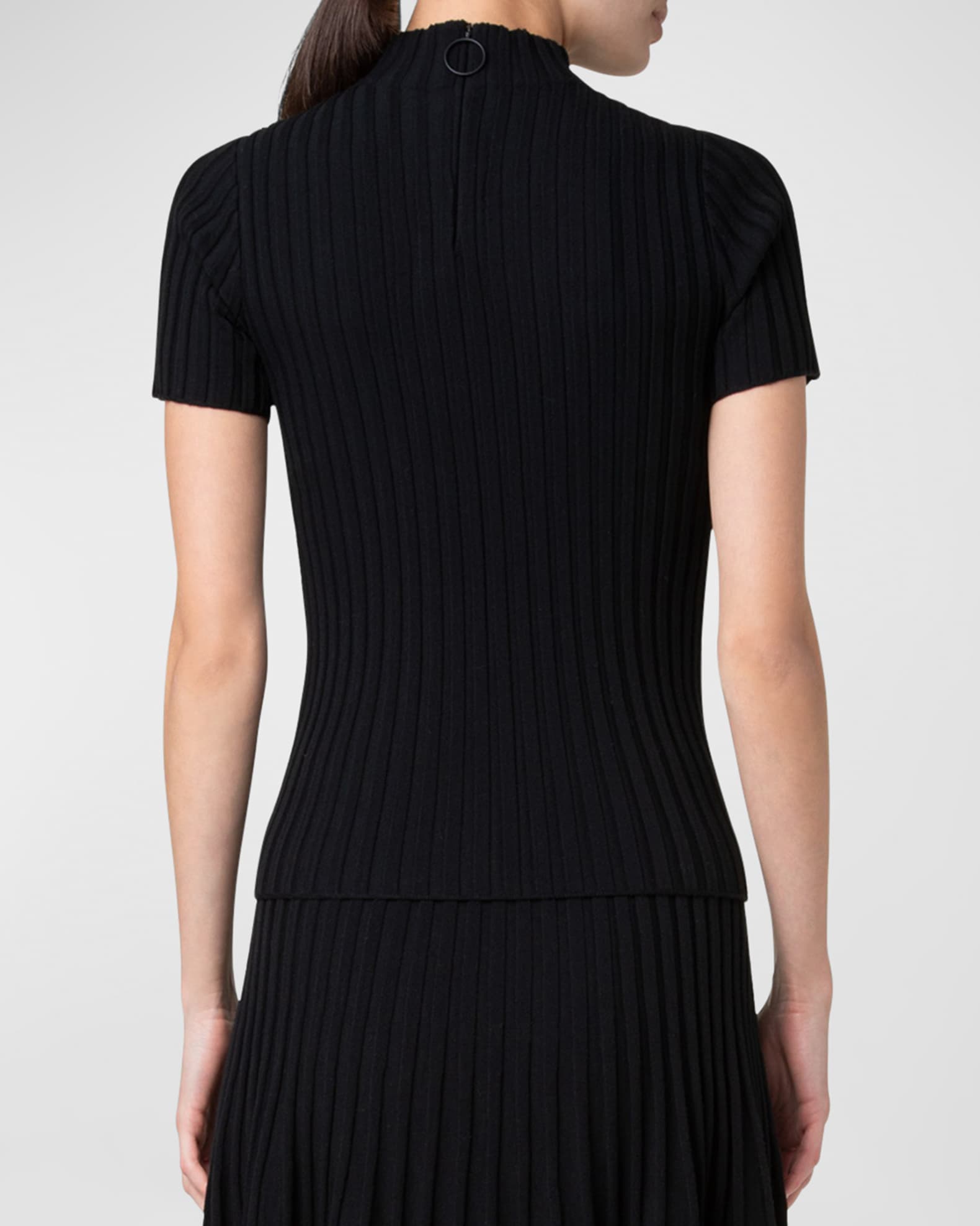 Akris punto Merino Wool Ribbed Knit Top | Neiman Marcus