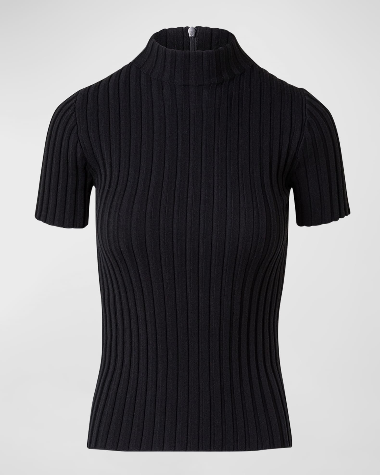 Akris punto Merino Wool Ribbed Knit Top | Neiman Marcus