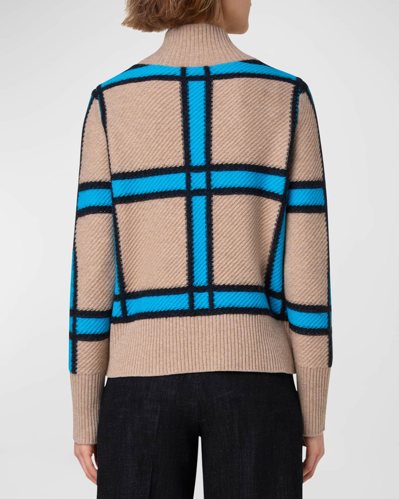 Akris punto Cashmere-Blend Window Check Knit Sweater | Neiman Marcus