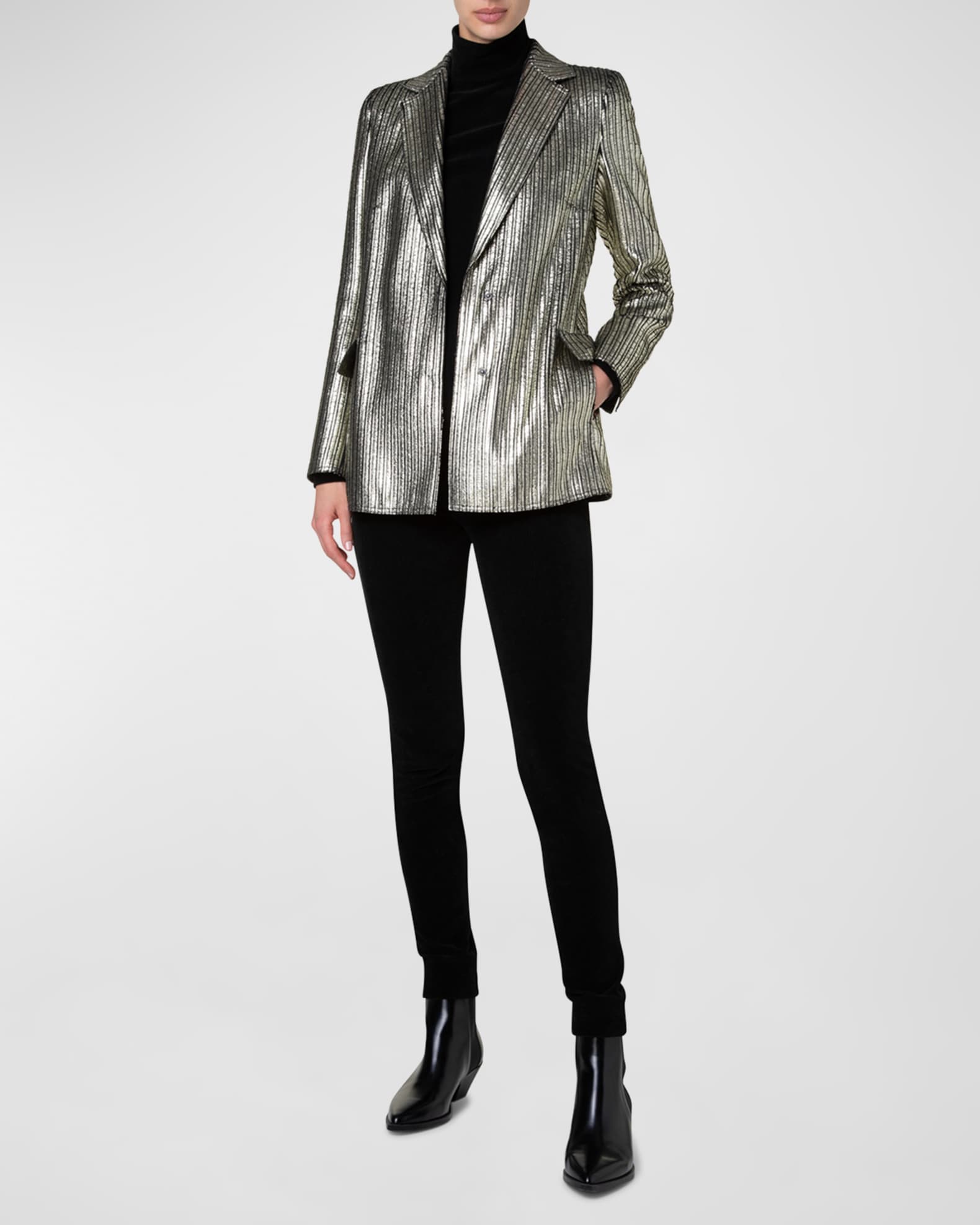 Akris punto Gold Laminated Corduroy Blazer Jacket | Neiman Marcus