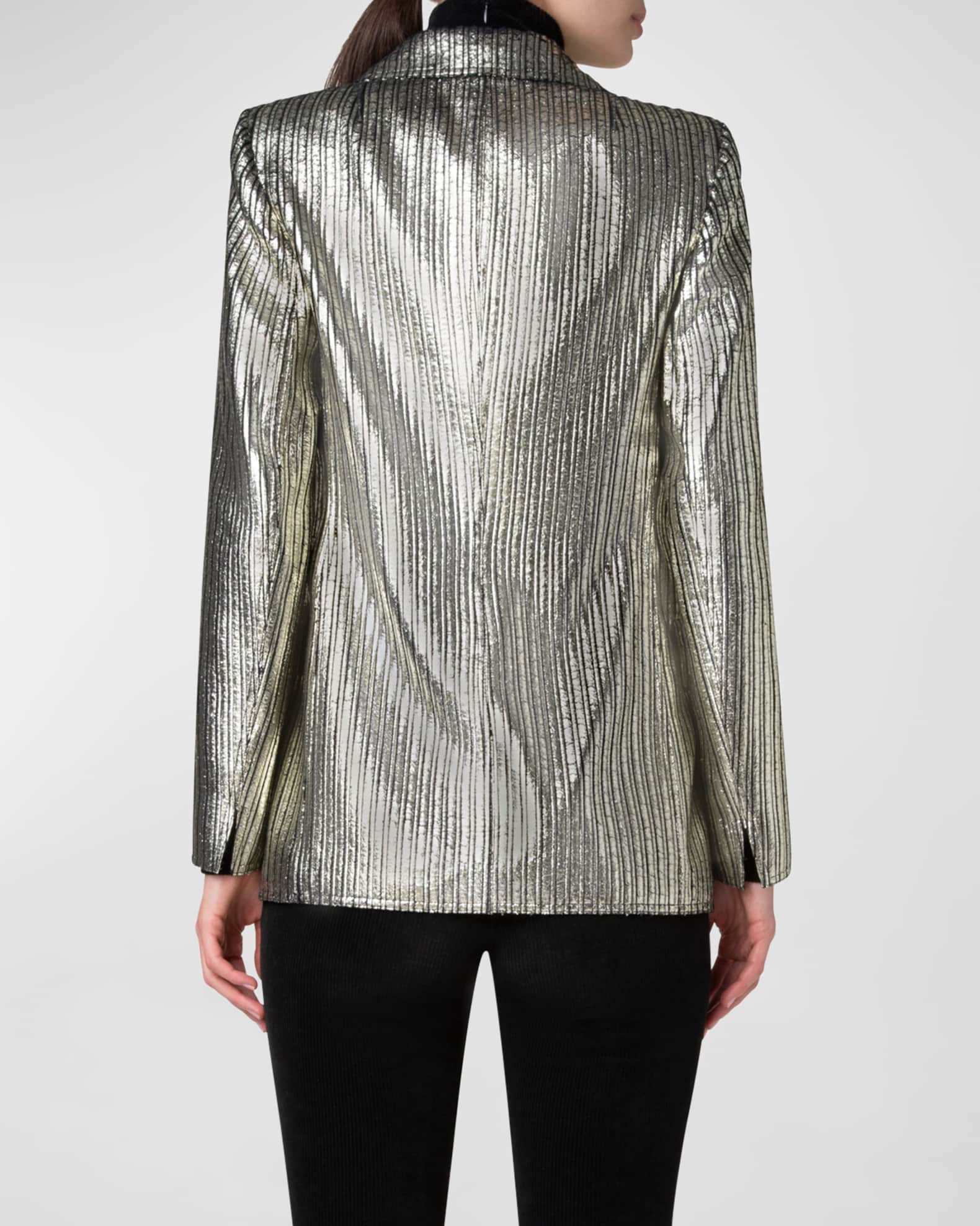 Akris punto Gold Laminated Corduroy Blazer Jacket | Neiman Marcus