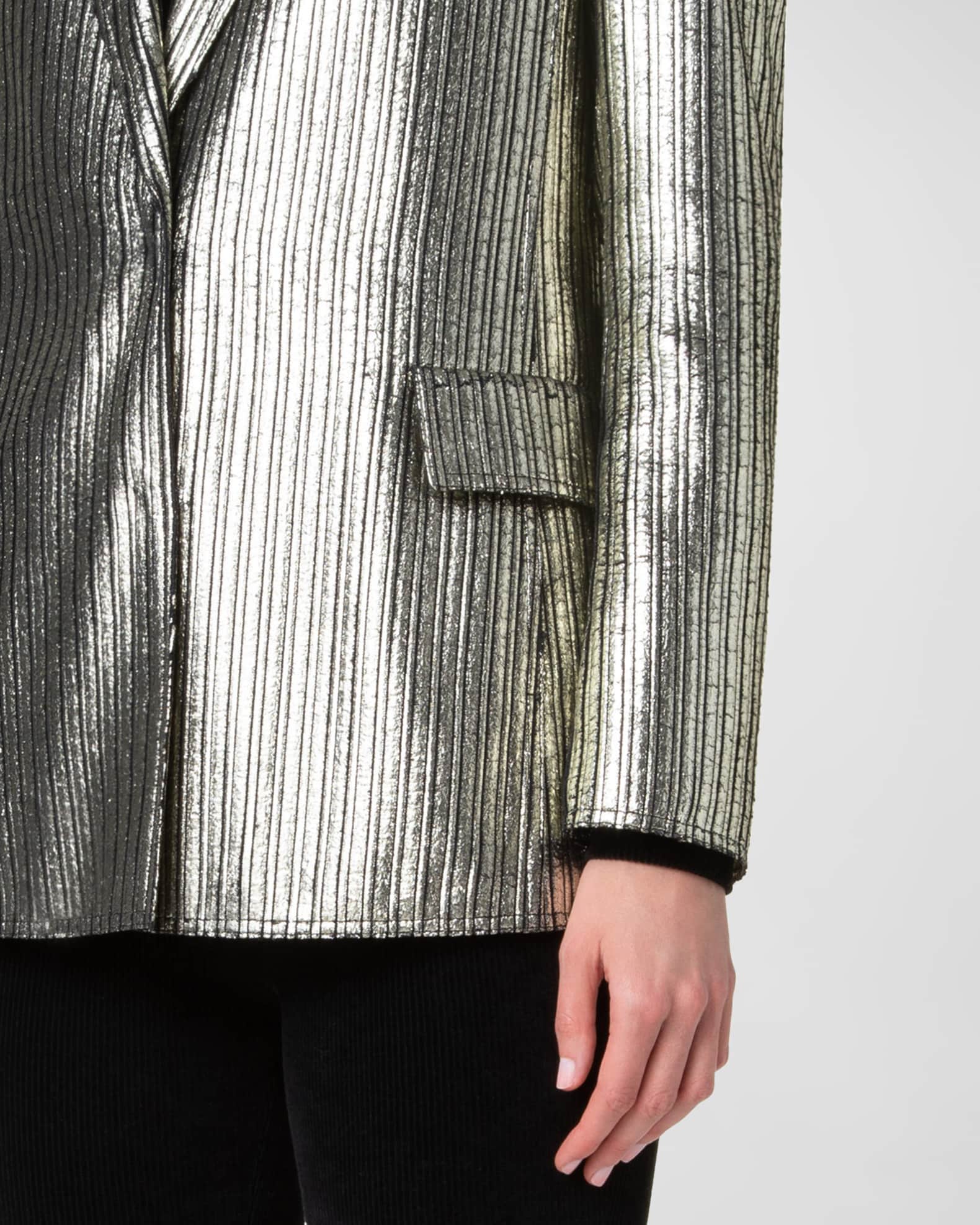 Akris punto Gold Laminated Corduroy Blazer Jacket | Neiman Marcus