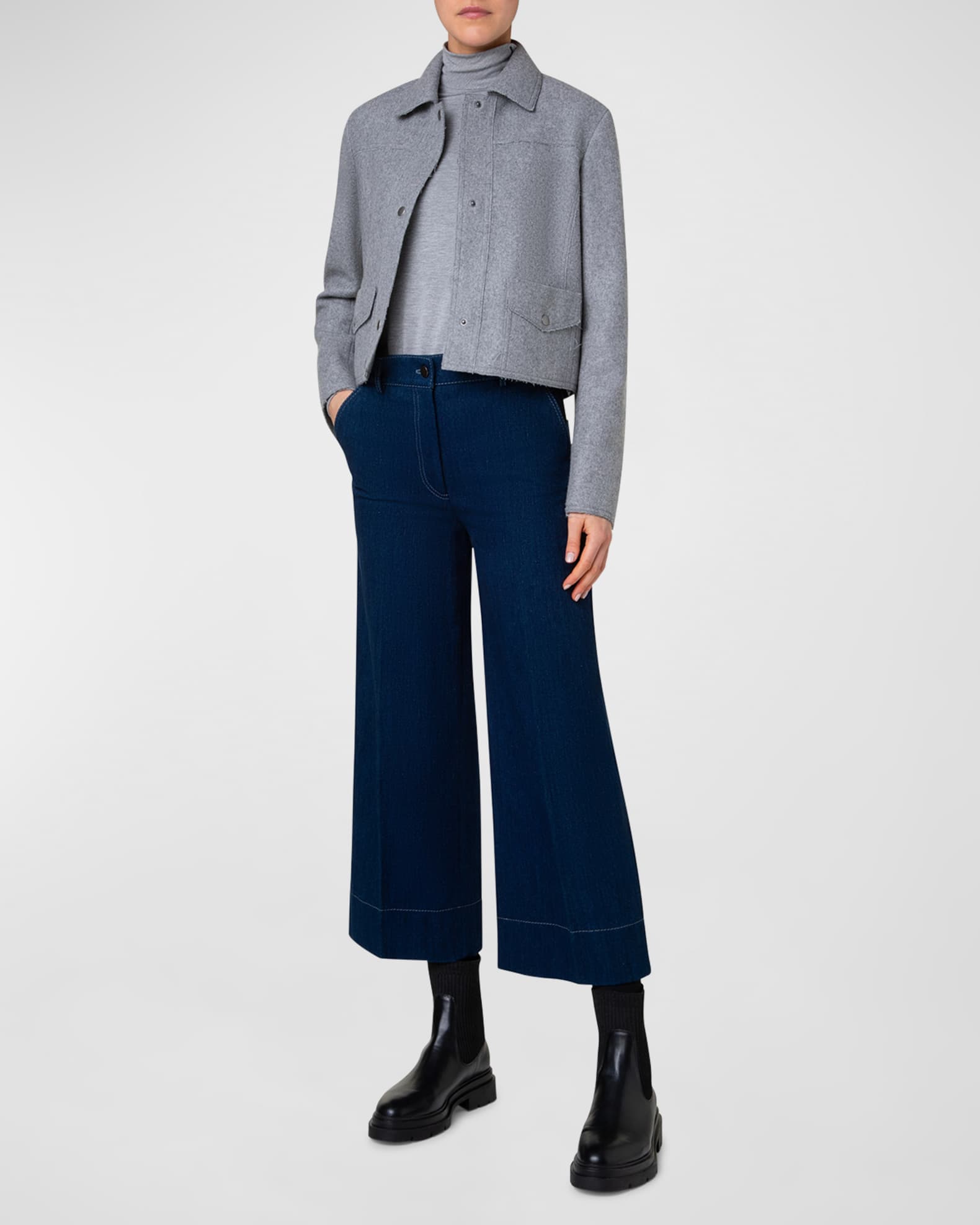 Akris punto Felted Wool-Blend Short Jacket | Neiman Marcus