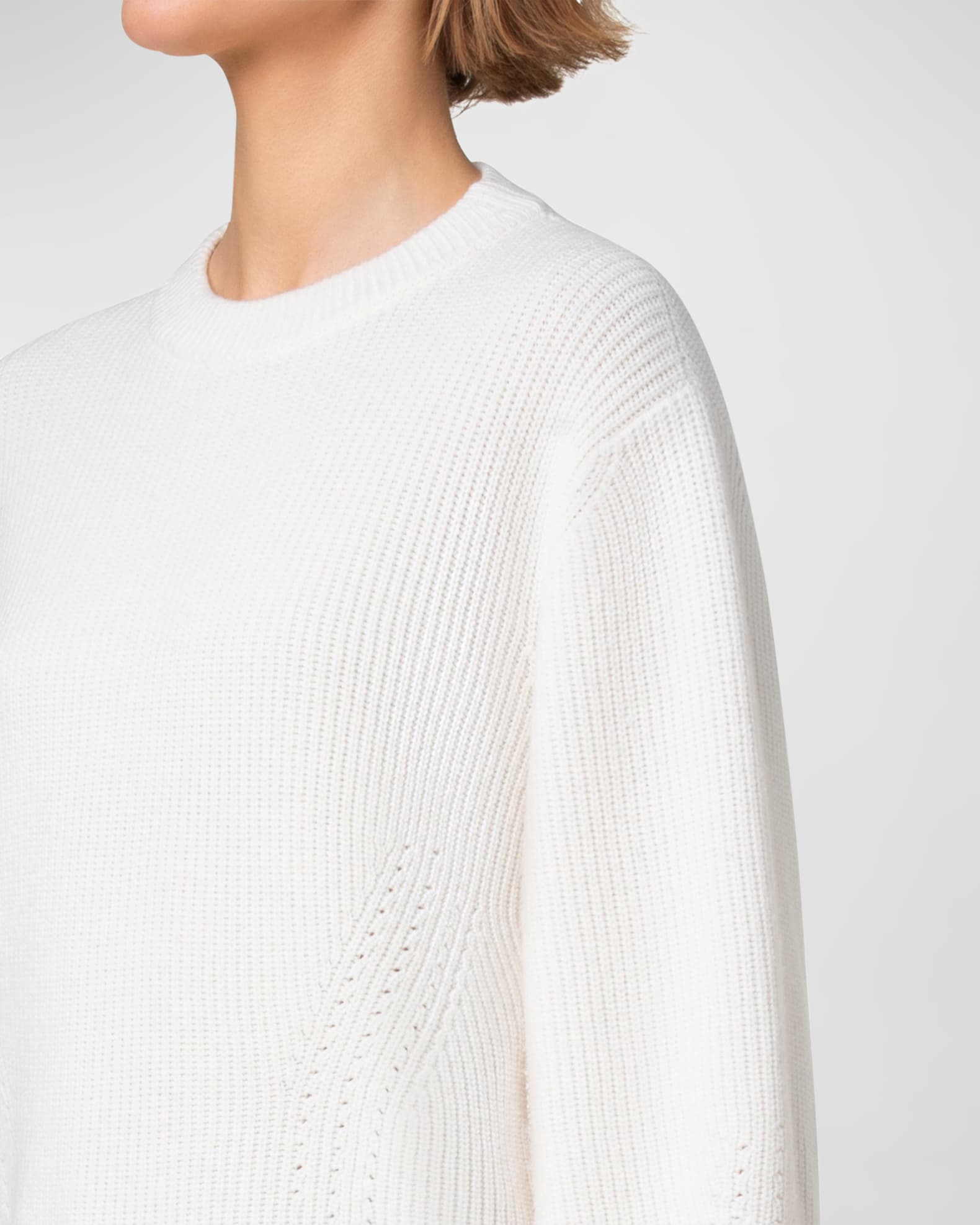 Akris punto Wool-Cashmere Rib Crewneck Sweater | Neiman Marcus