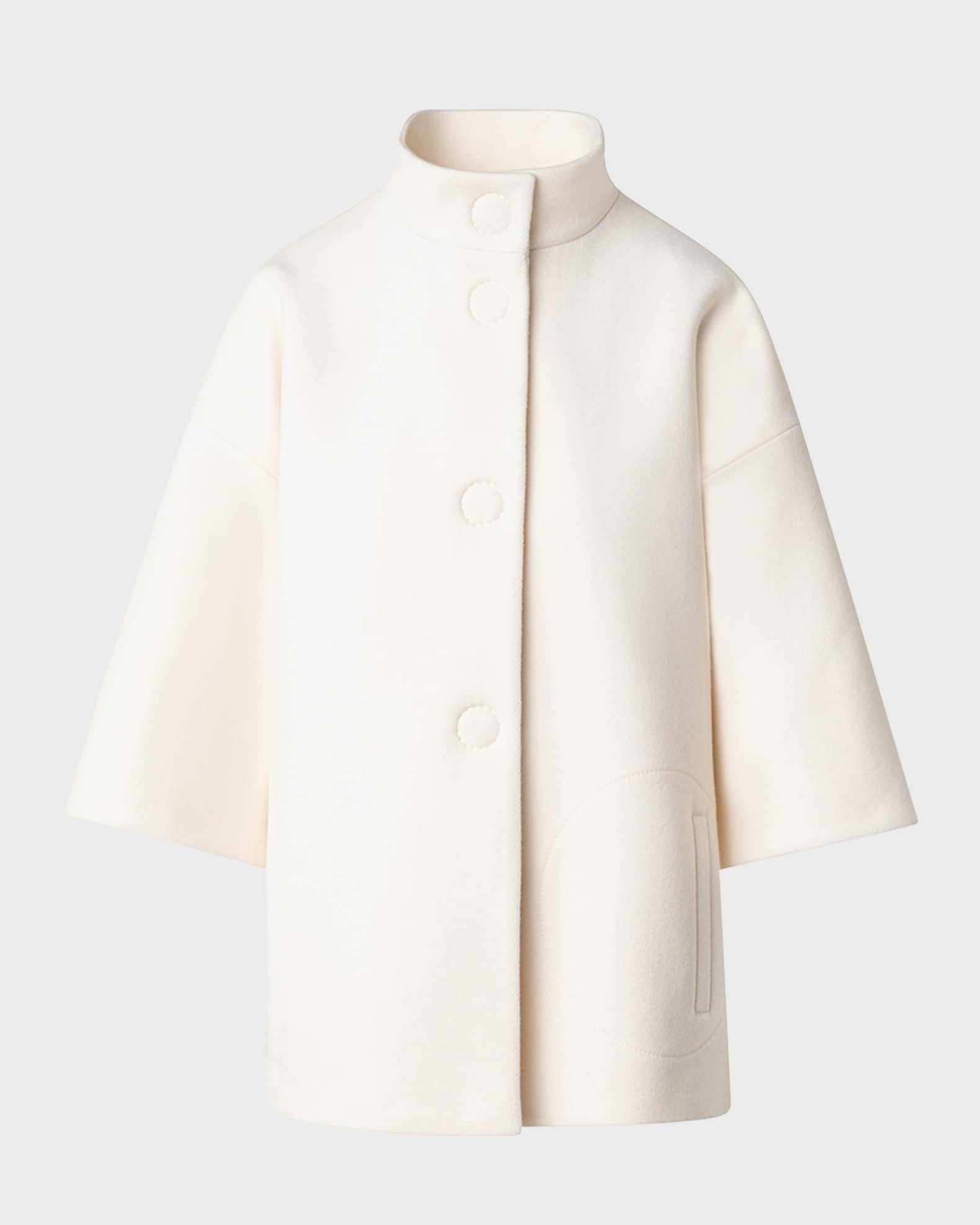 Akris punto Felted Wool 3/4-Sleeve A-Line Car Coat | Neiman Marcus