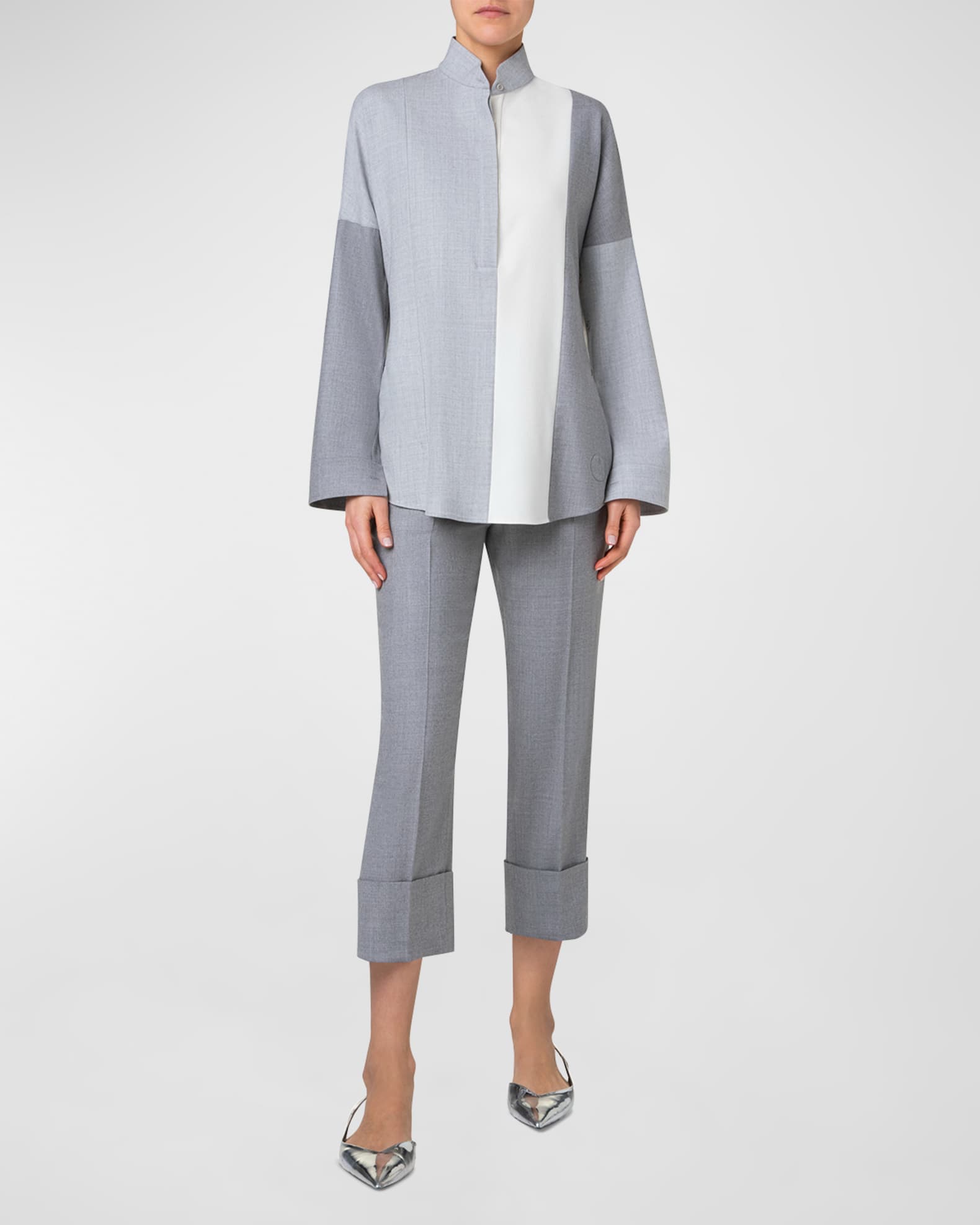 Akris punto Kimono Style Colorblock Blouse | Neiman Marcus