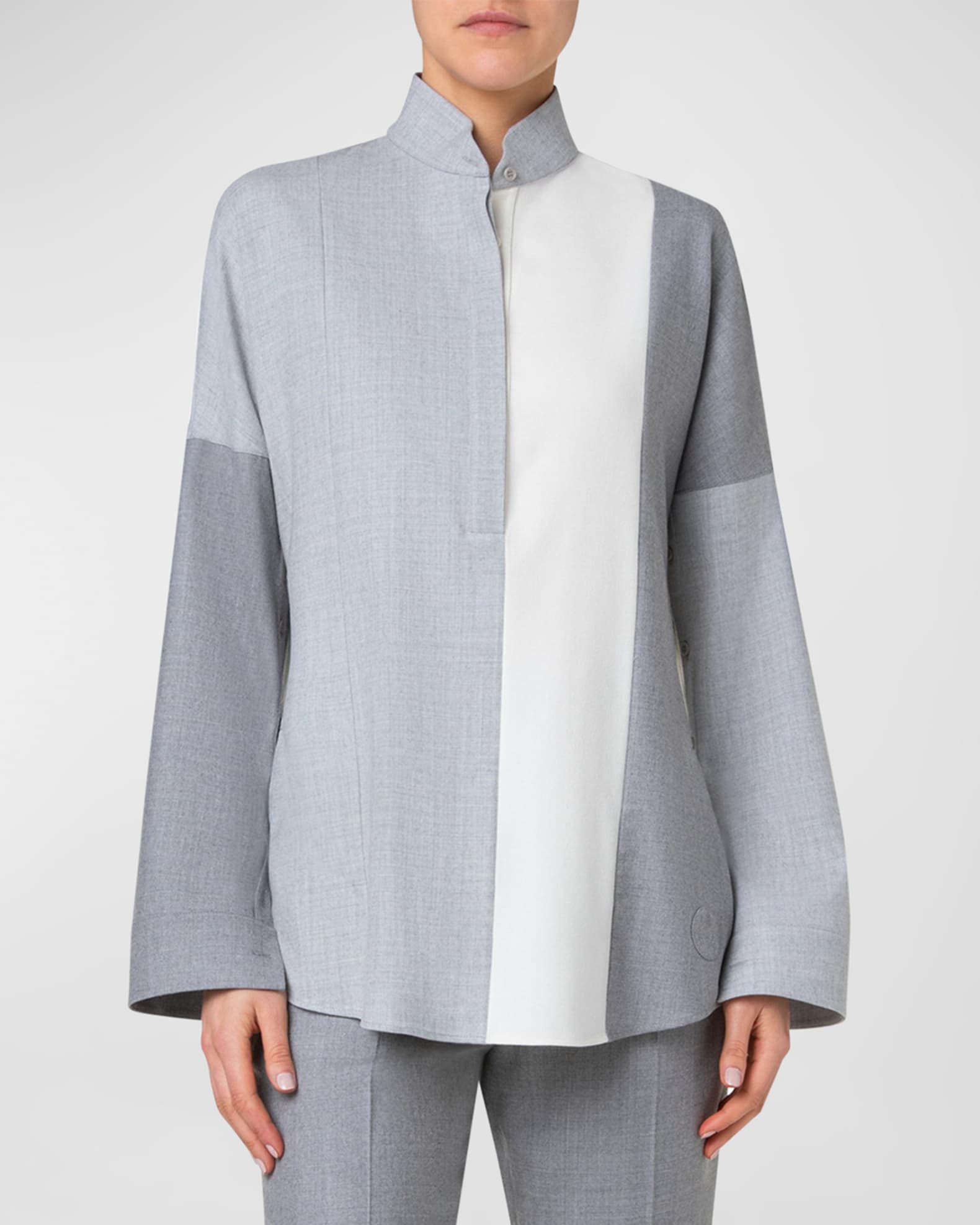 Akris punto Kimono Style Colorblock Blouse | Neiman Marcus