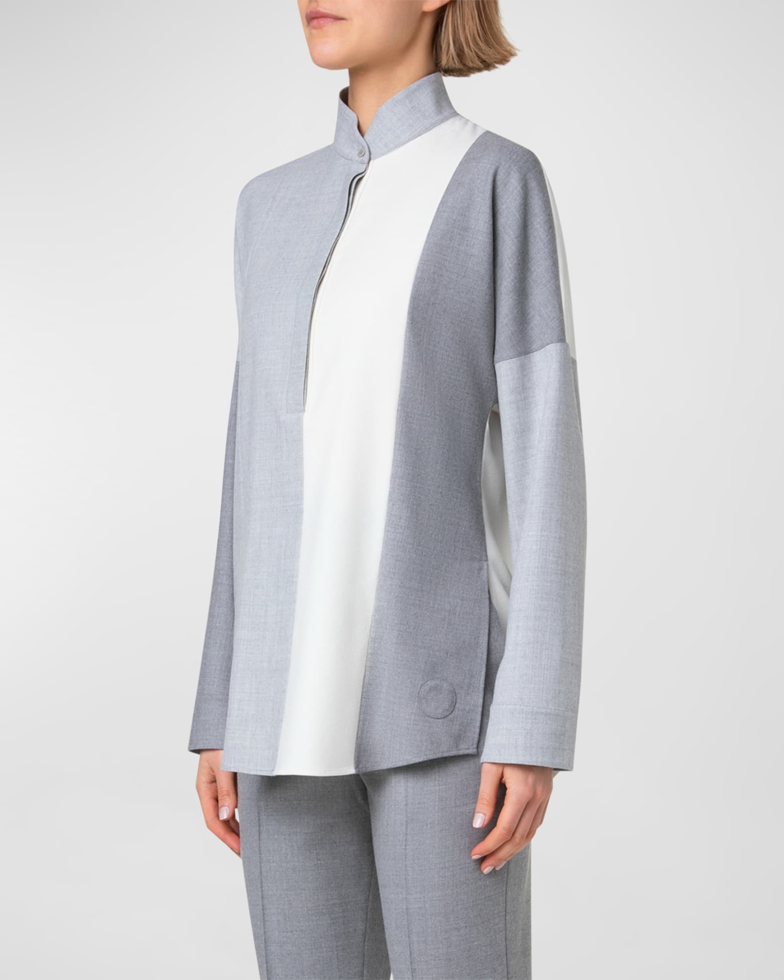 Akris punto Kimono Style Colorblock Blouse | Neiman Marcus