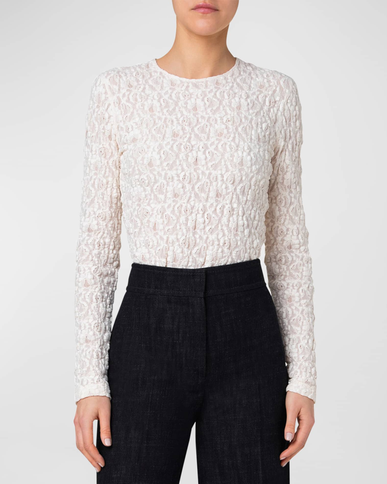 Akris punto Stretch Cloque Lace Top | Neiman Marcus