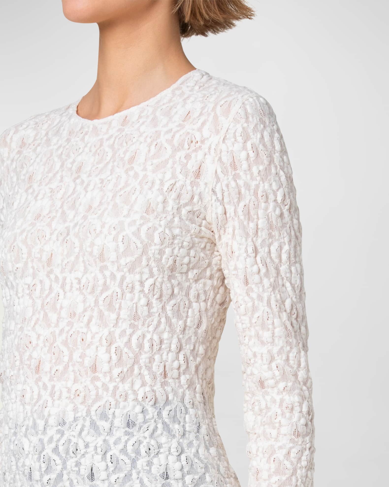 Akris punto Stretch Cloque Lace Top | Neiman Marcus