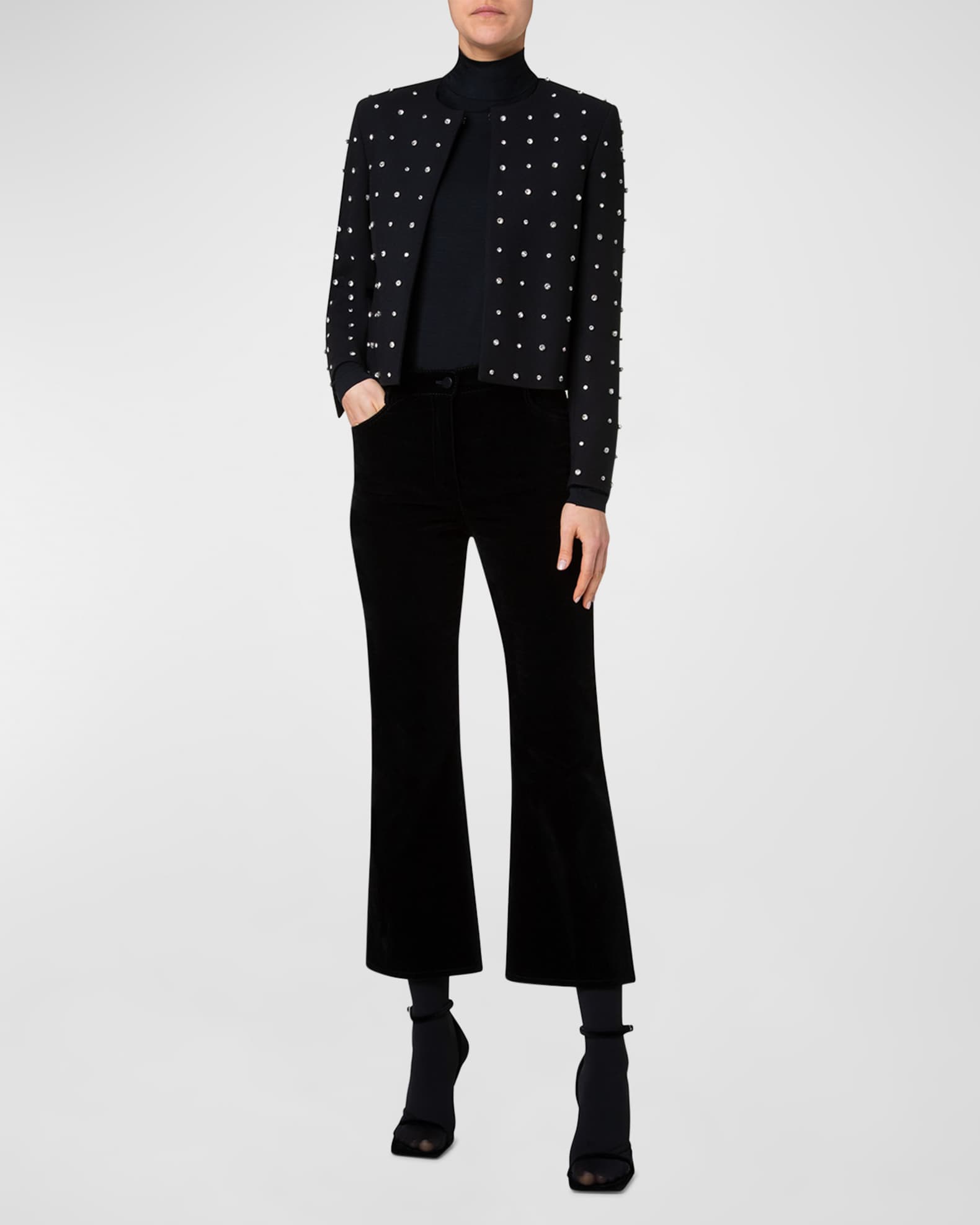Akris punto Diamond Studded Stretch Wool Crepe Jacket | Neiman Marcus