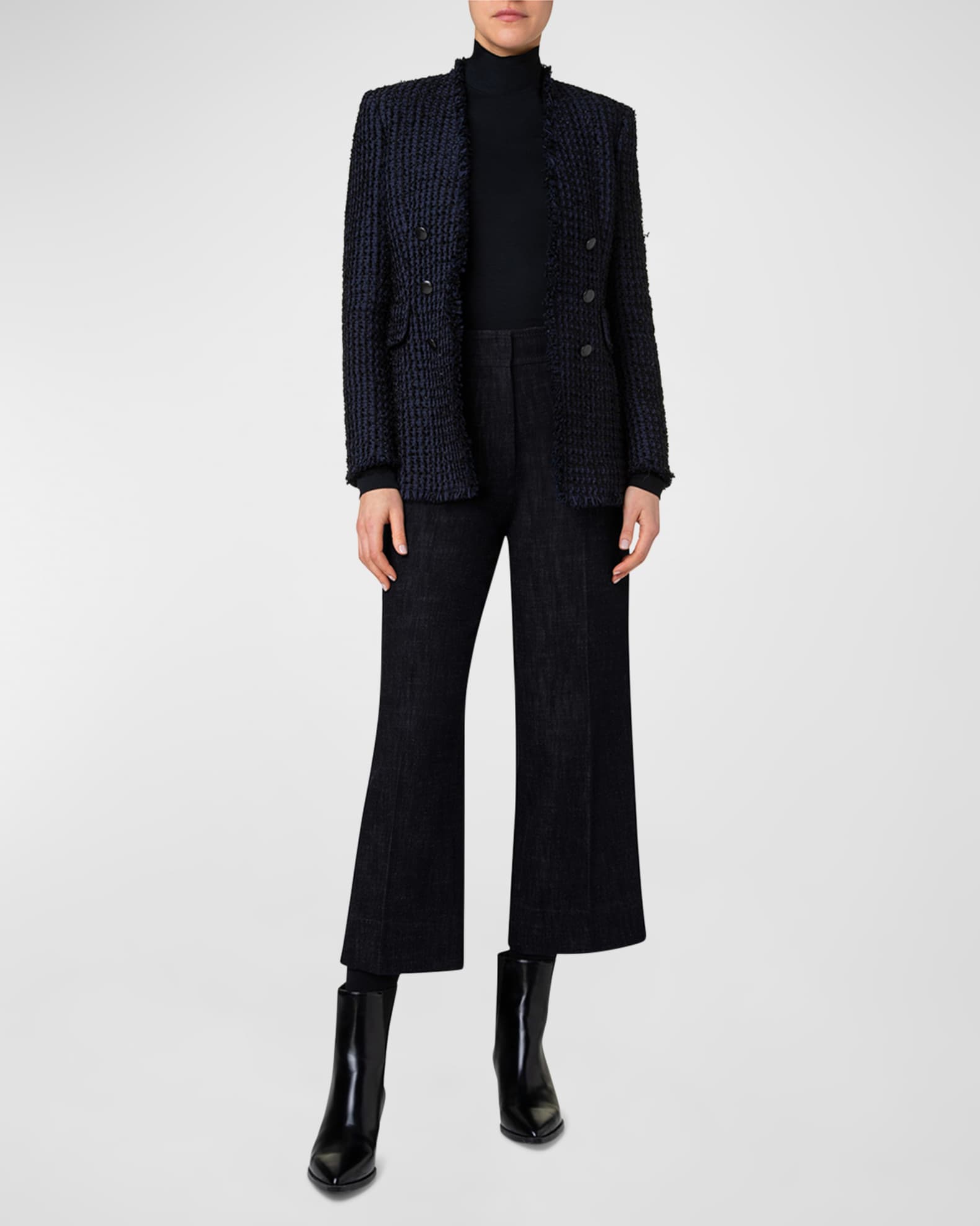 Akris punto Chunky Tweed Fringe Jacket | Neiman Marcus