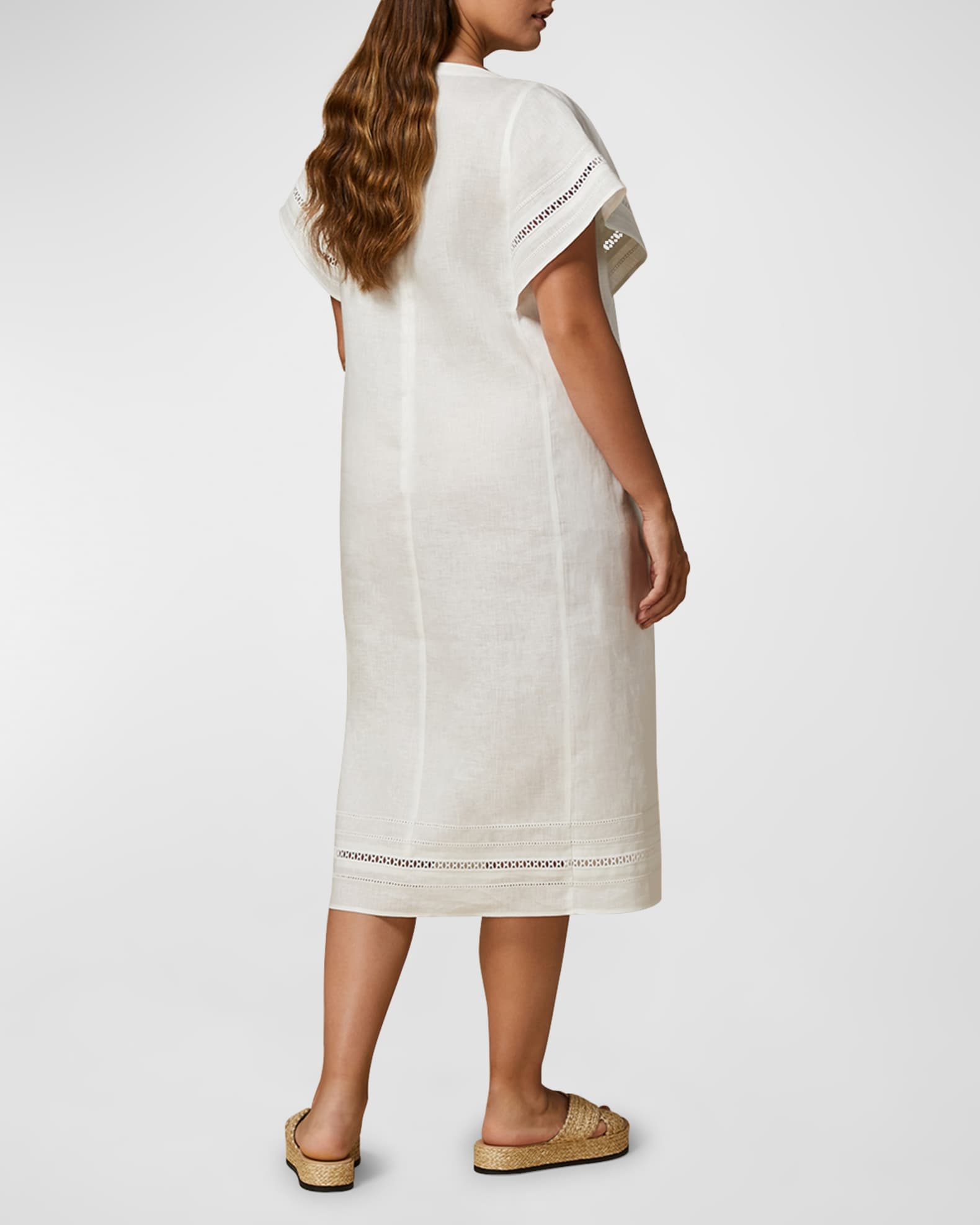 Marina Rinaldi Plus Size Bartolo Embroidered Linen Midi Dress | Neiman ...