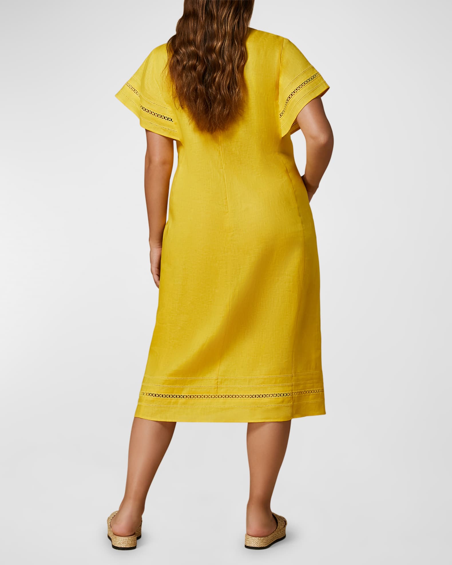 Marina Rinaldi Plus Size Bartolo Embroidered Linen Midi Dress | Neiman ...