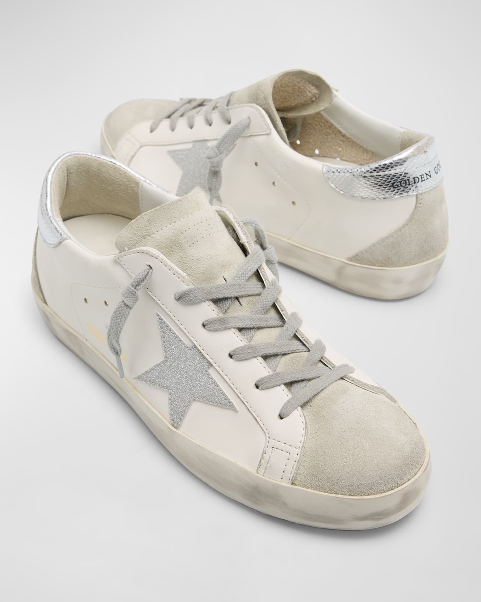 Golden Goose Superstar Mixed Leather Low-Top Sneakers | Neiman Marcus