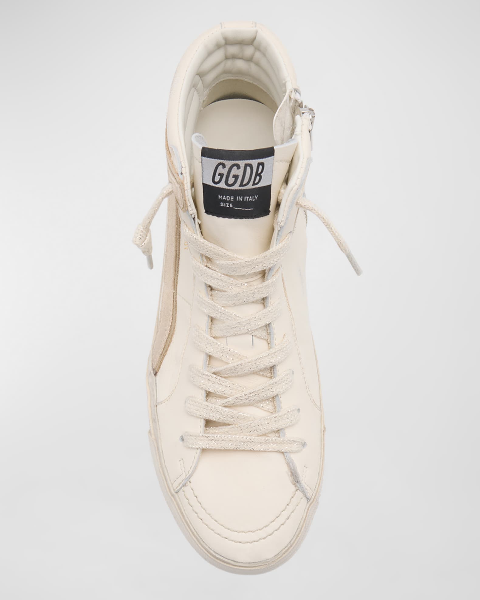 Golden Goose Slide Leather Glitter Mid-Top Sneakers | Neiman Marcus