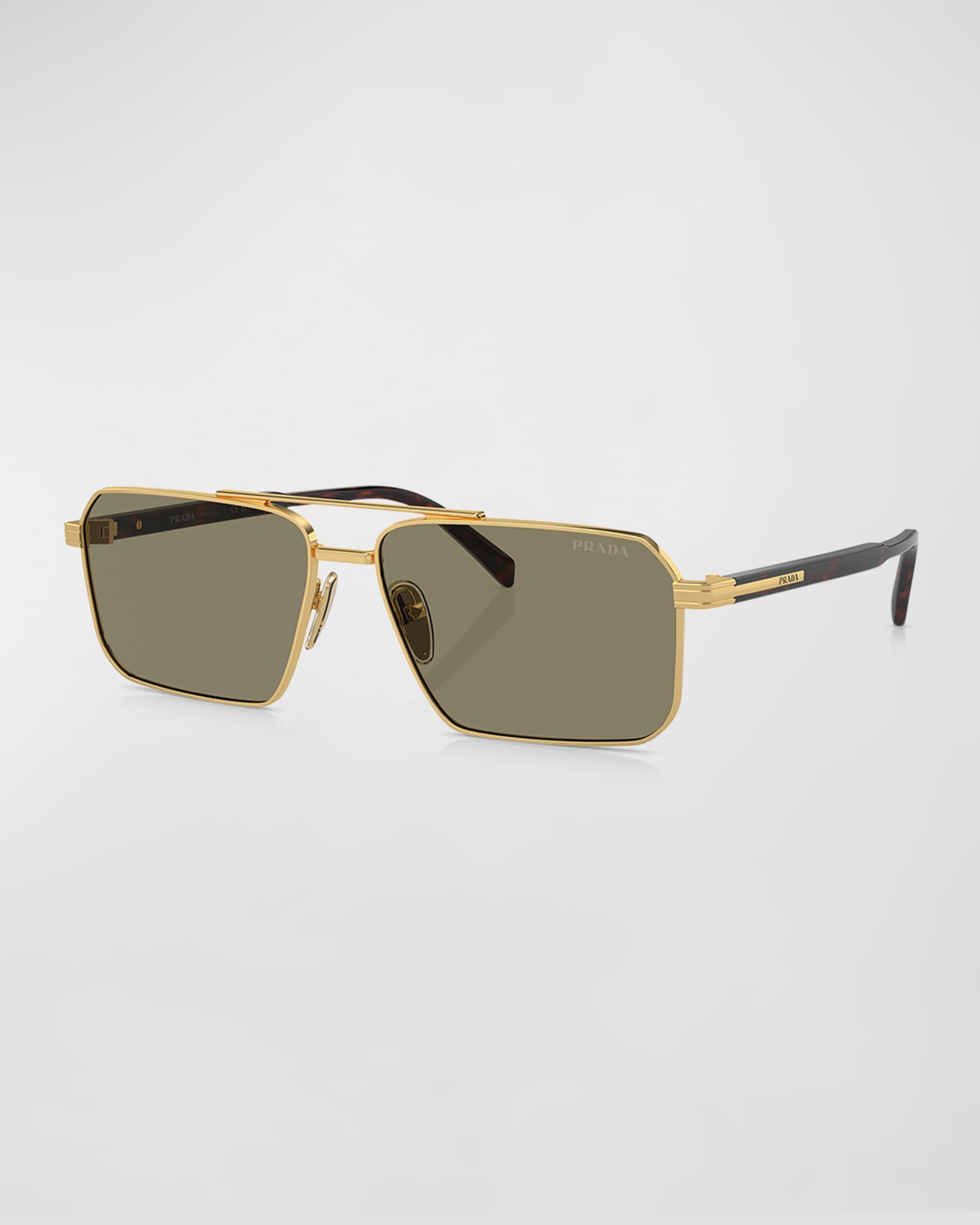 Prada Men's Double-Bridge Metal Square Sunglasses | Neiman Marcus