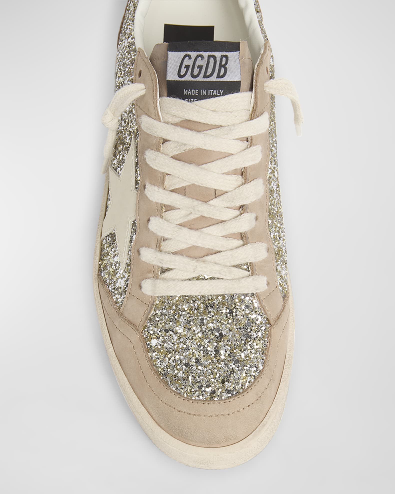 Golden Goose Ballstar Glitter Suede Low-Top Sneakers | Neiman Marcus