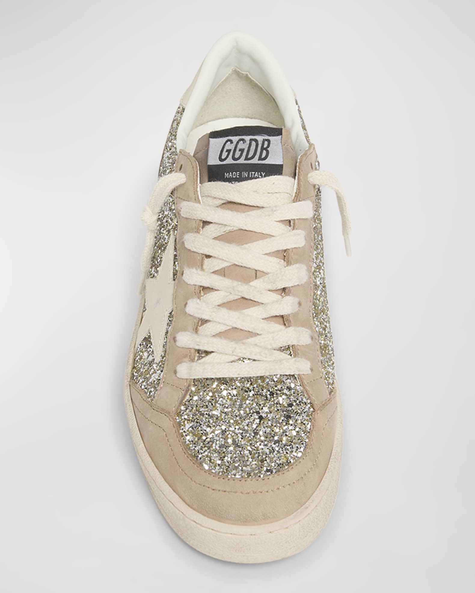 Golden Goose Ballstar Glitter Suede Low-Top Sneakers | Neiman Marcus
