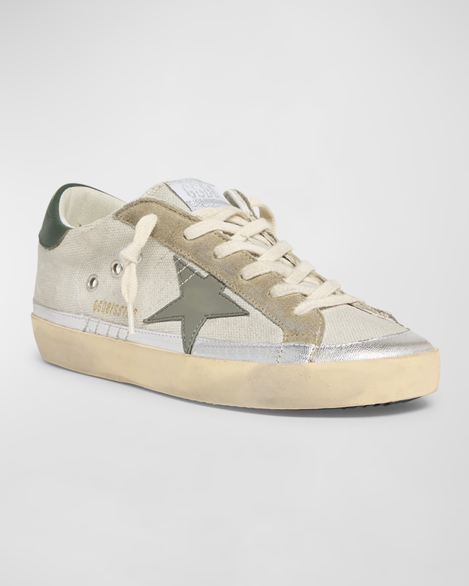 Golden Goose Superstar Canvas Metallic Low-Top Sneakers | Neiman Marcus