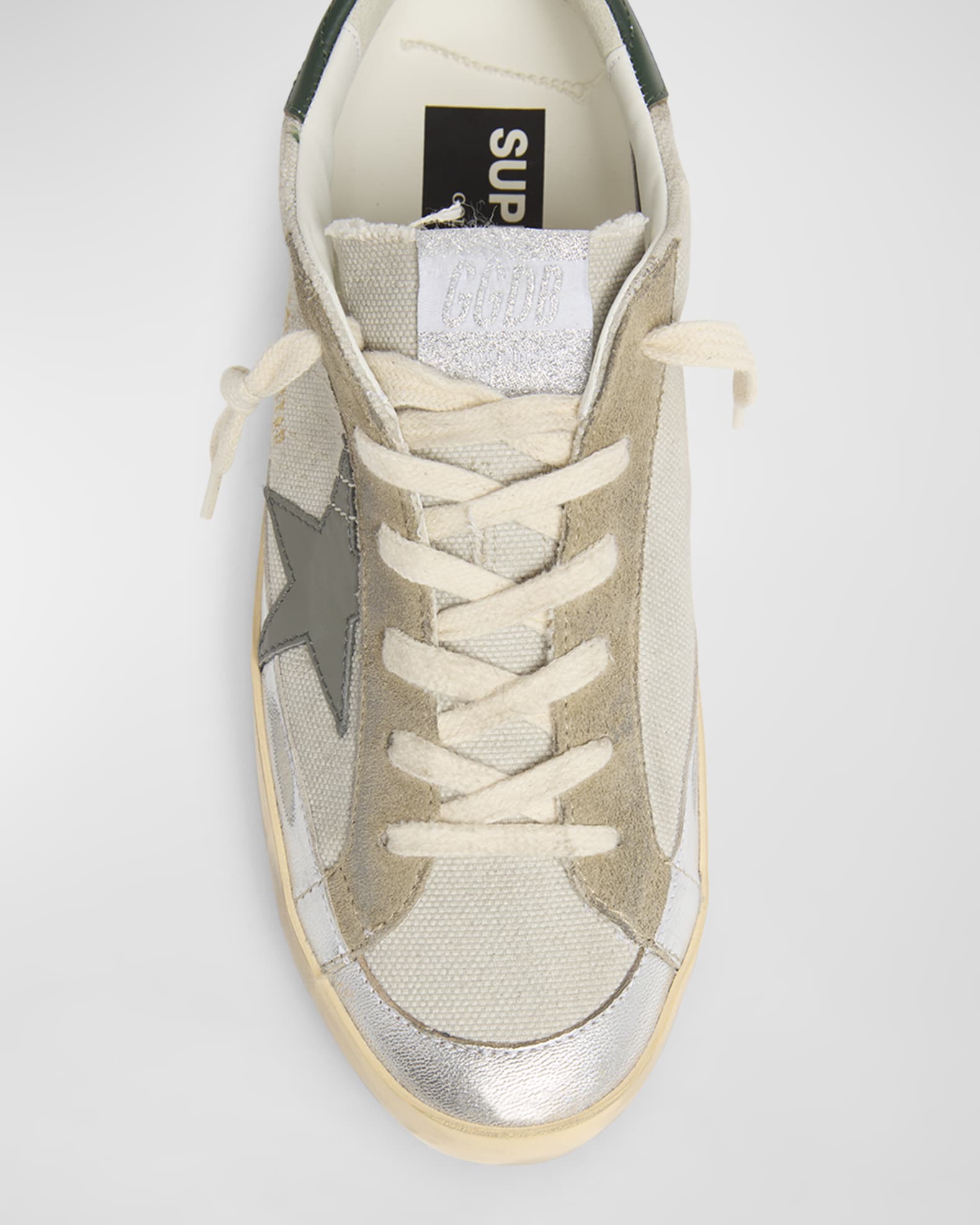 Golden Goose Superstar Canvas Metallic Low-Top Sneakers | Neiman Marcus