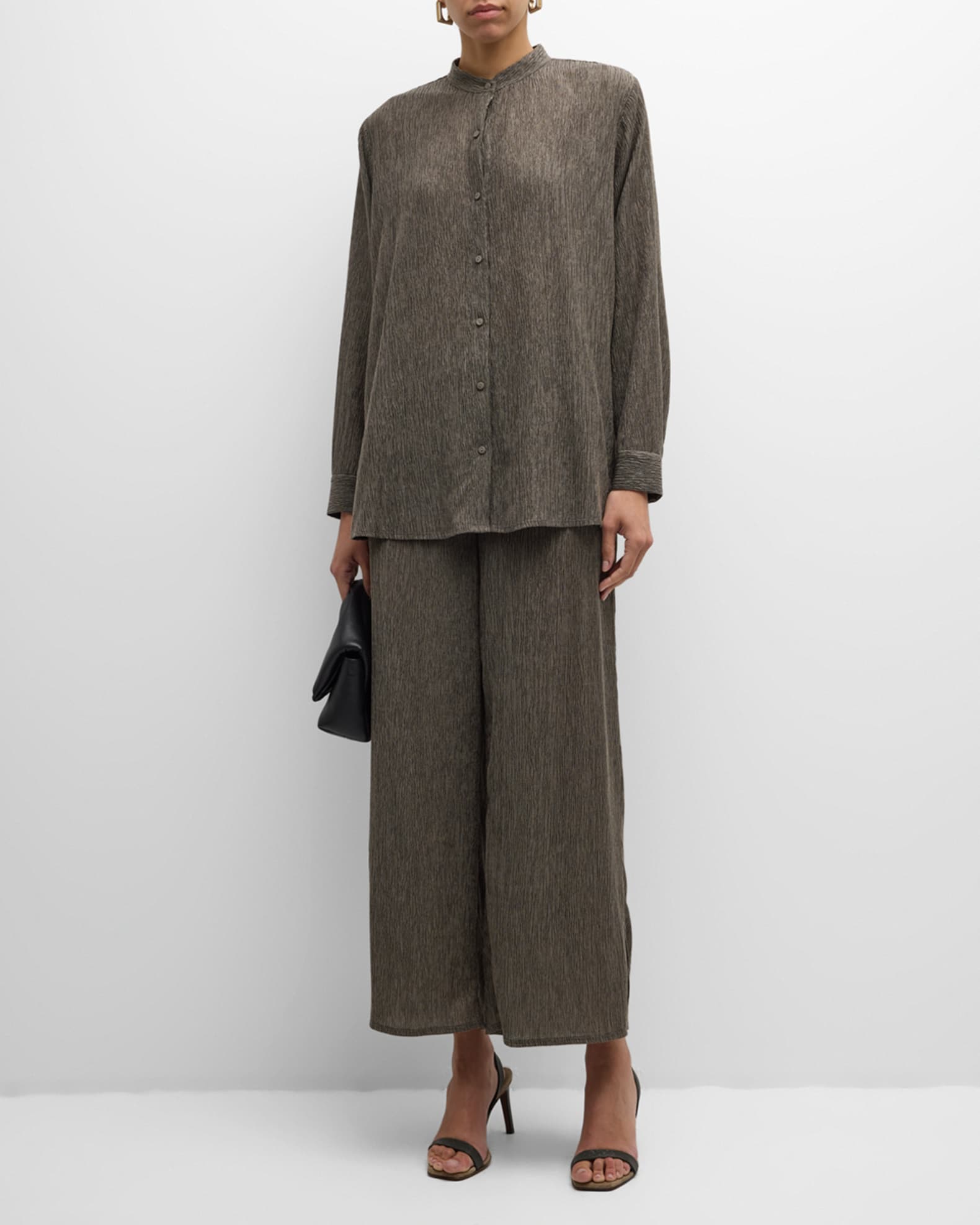 Cropped Wide-Leg Crinkled Pants | Neiman Marcus