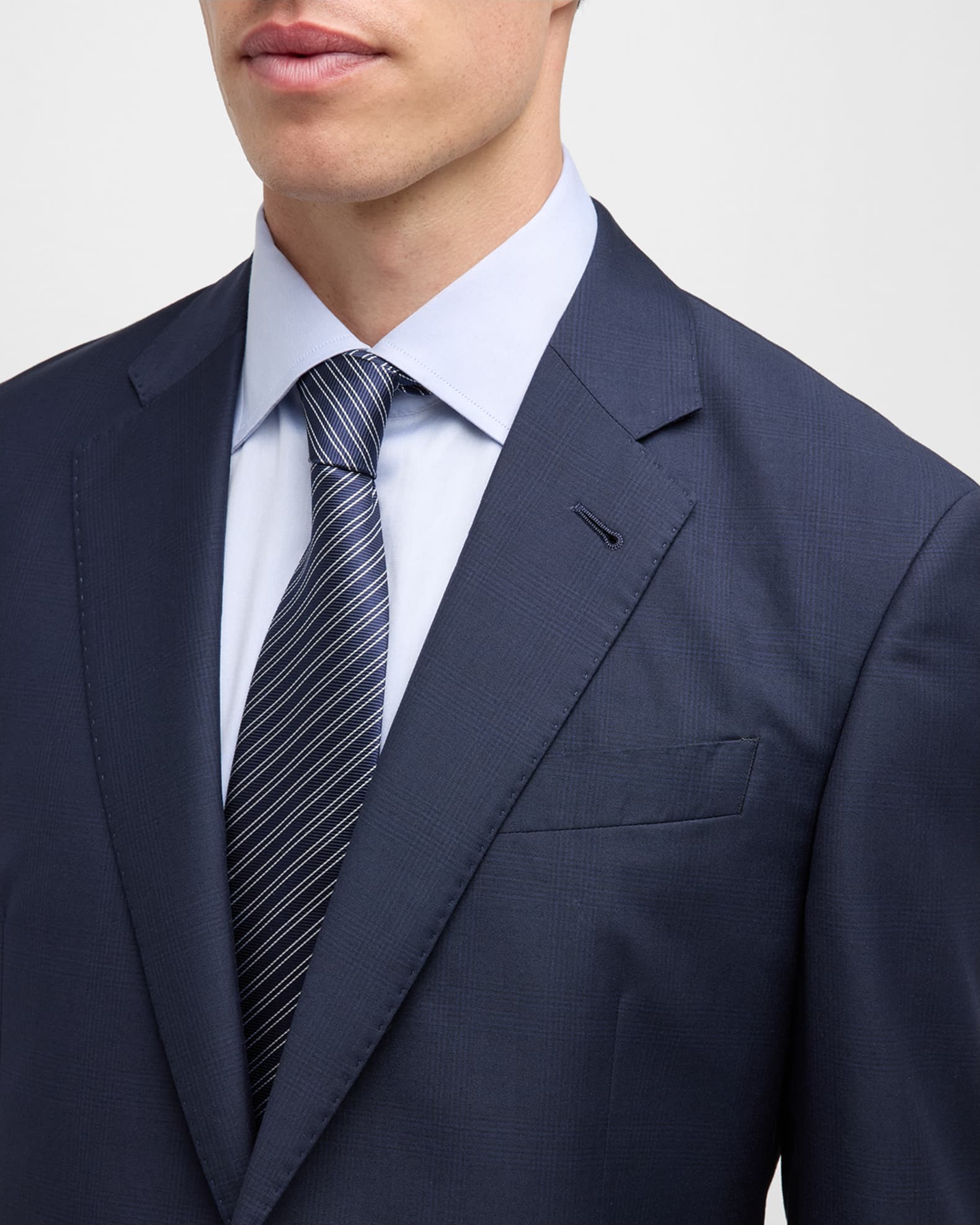 Giorgio Armani Men's Micro-Plaid Wool Classic Fit Suit | Neiman Marcus