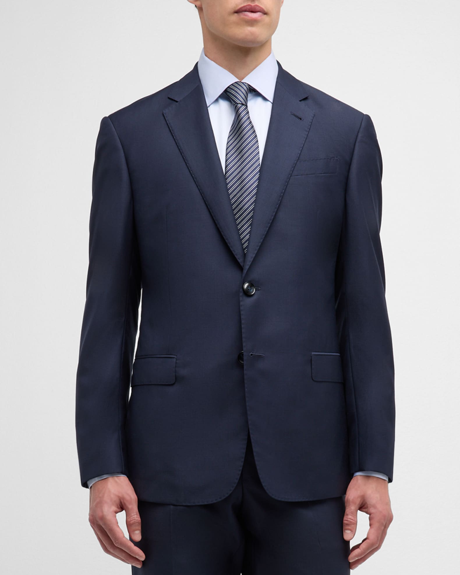 Giorgio Armani Men's Micro-Plaid Wool Classic Fit Suit | Neiman Marcus